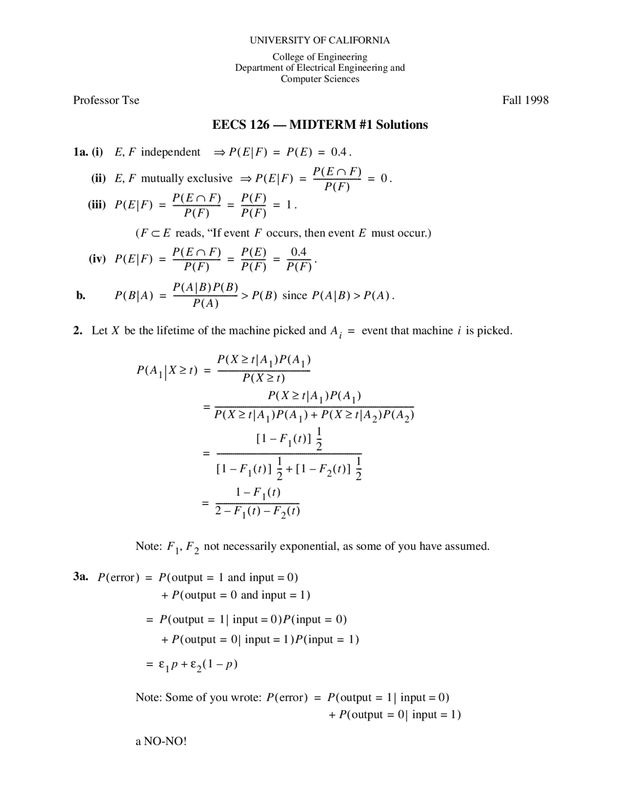 Machine Picked - Probability and Random Processes - Exam - Docsity