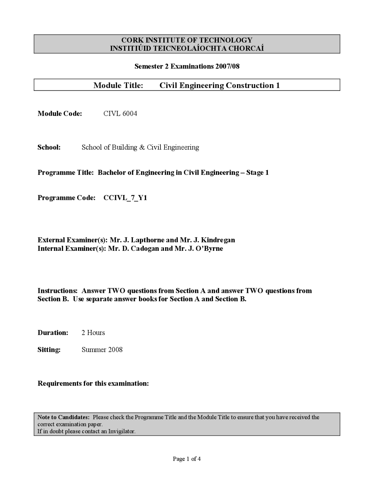 Perimeter Trench Method - Civil Engineering Construction - Past Exam ...
