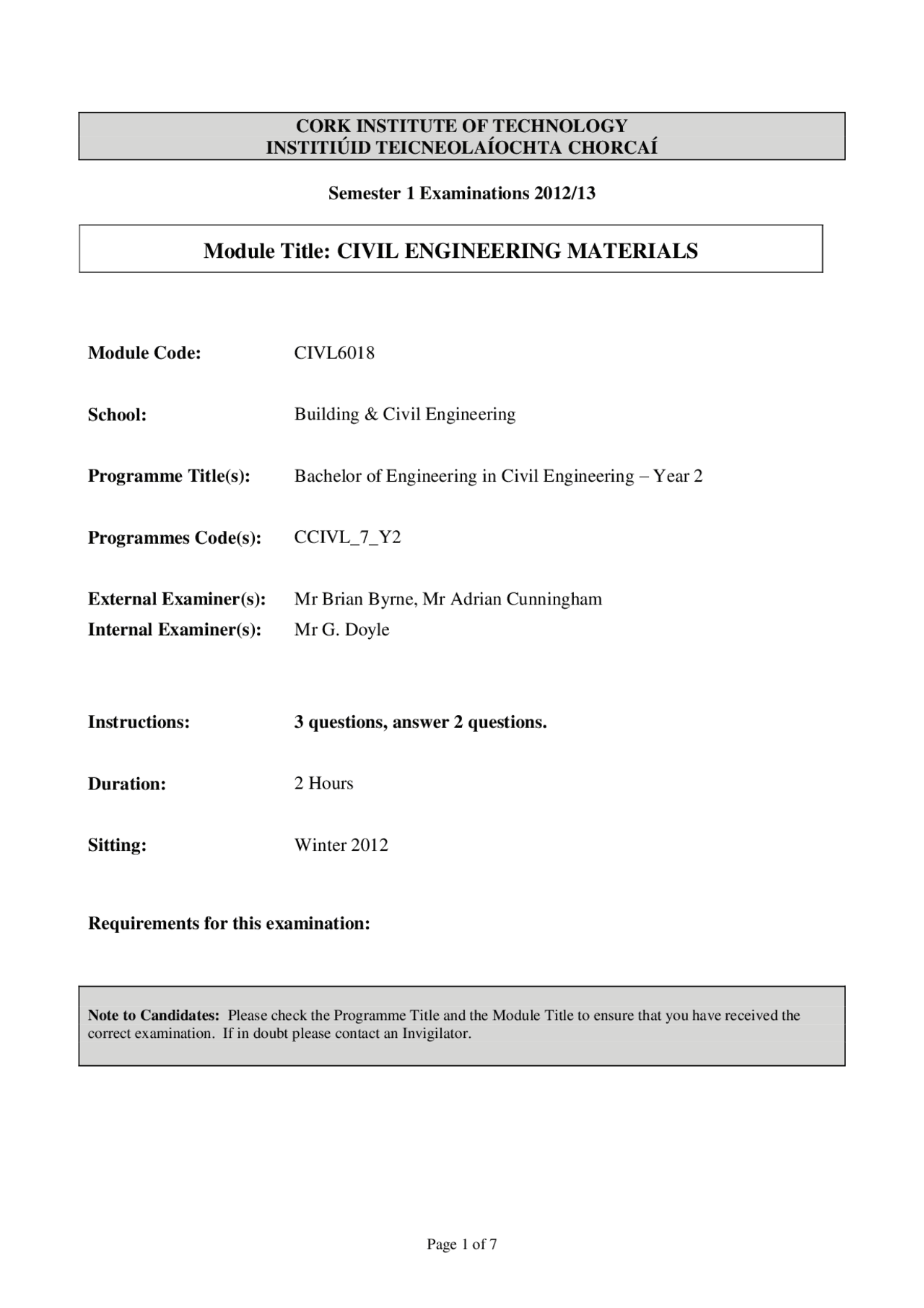 Sieve Analysis Civil Engineering Materials Past Exam Docsity