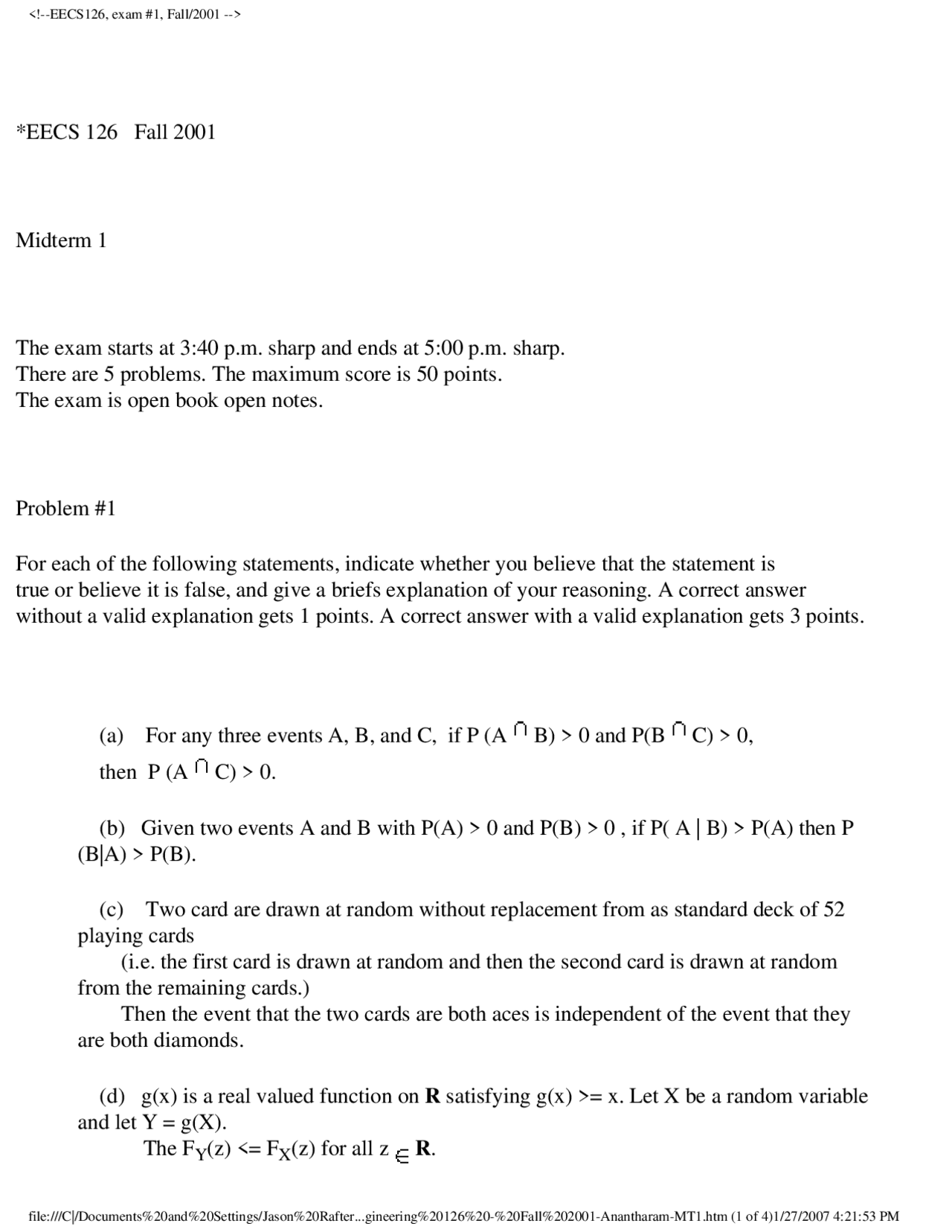 Replacement - Probability and Random Processes - Exam - Docsity