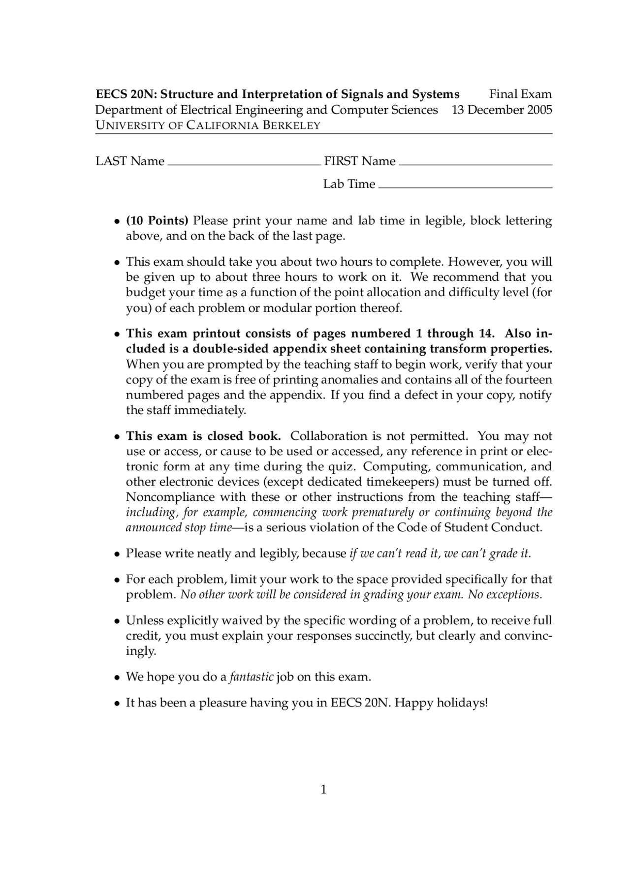 Synthesis Signals And Systems Exam Docsity