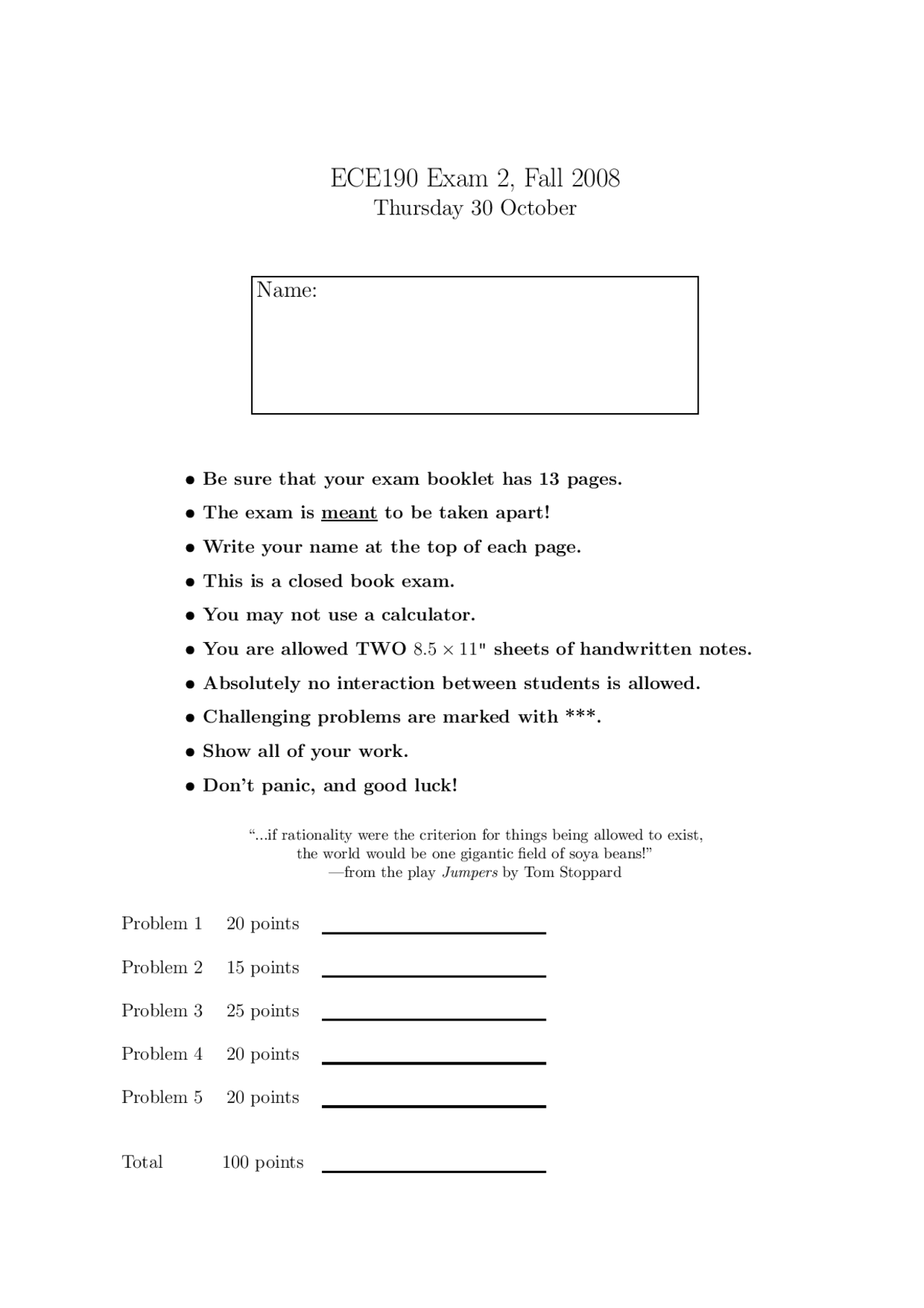 Simple Figure Introduction To Engineering Previous Exam Docsity