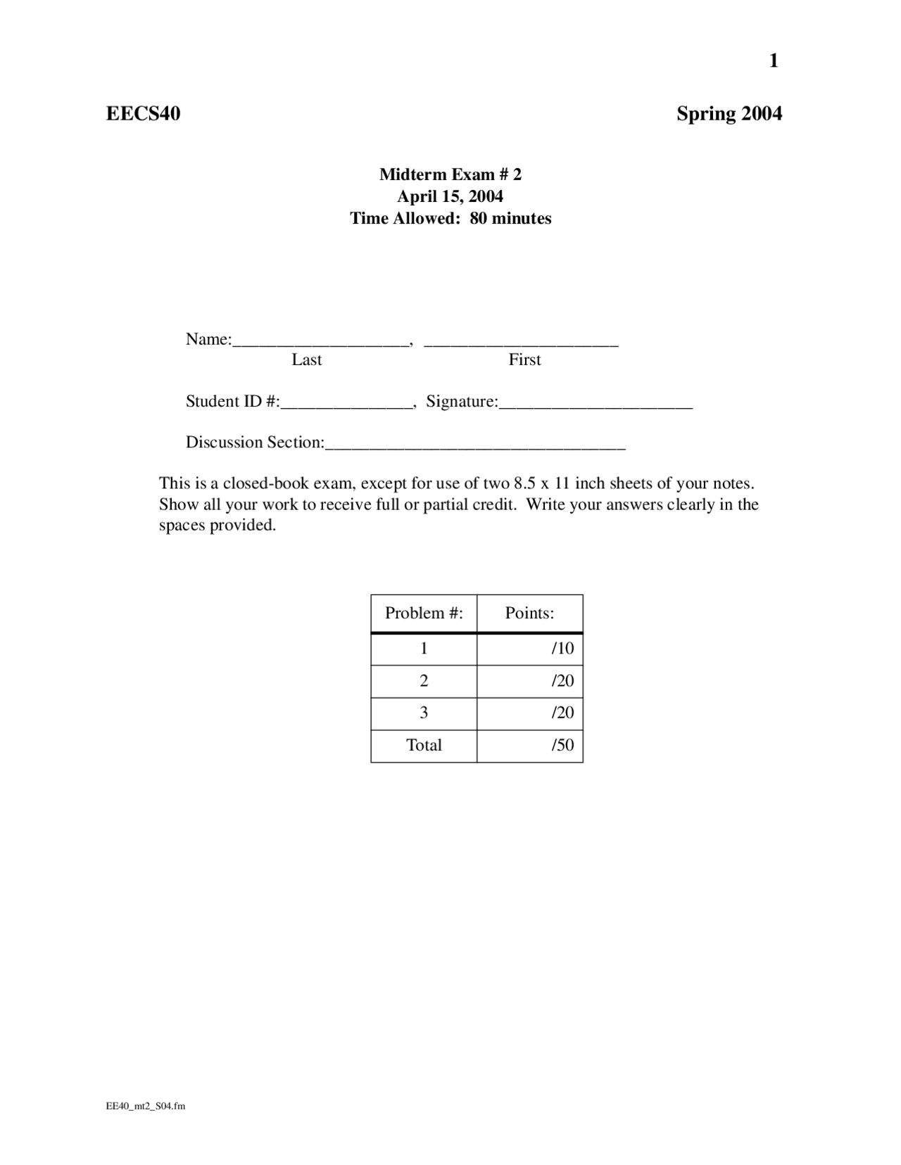 Silicon Sample Electrical Engineering Exam Docsity