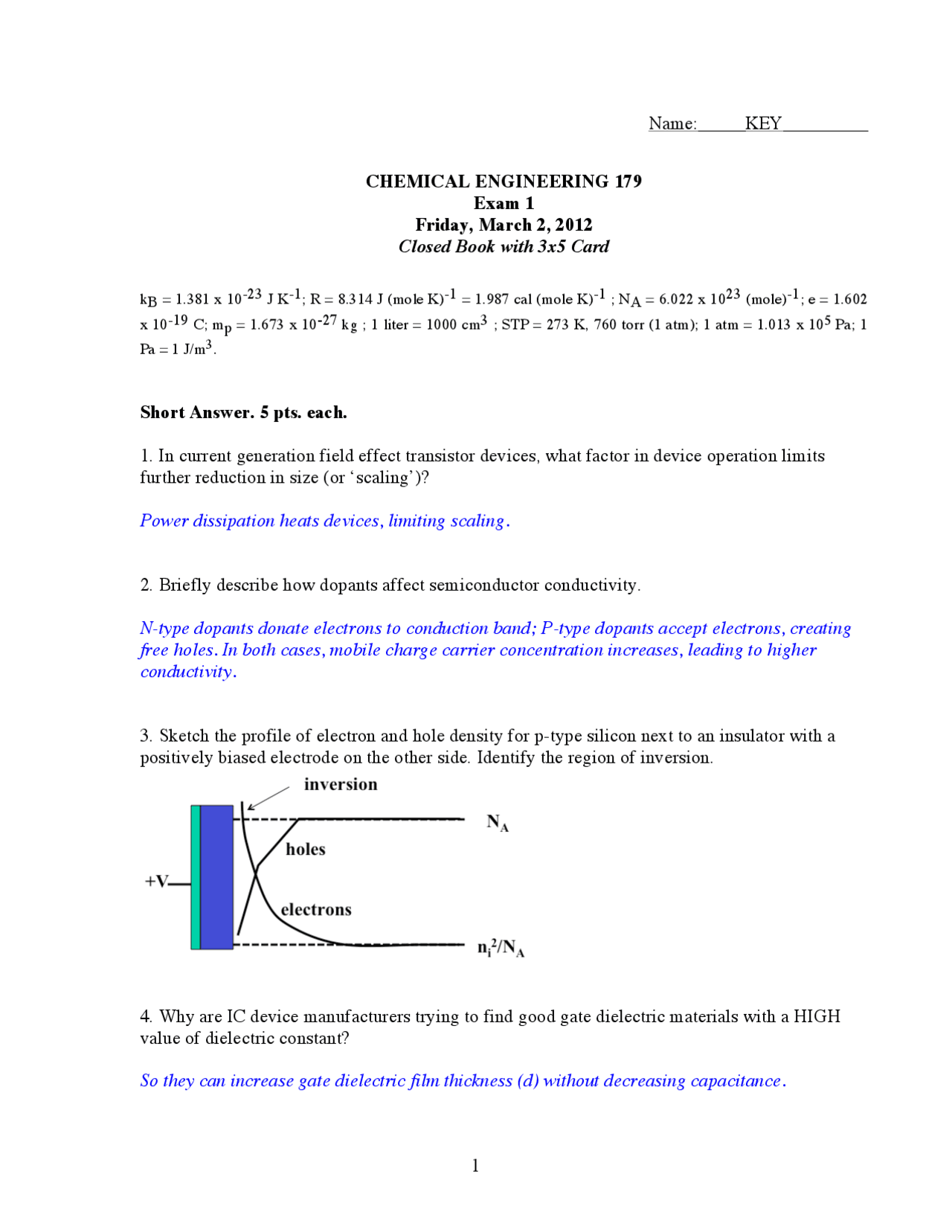 Power Dissipation Chemical Engineering Previous Solved Exam Docsity