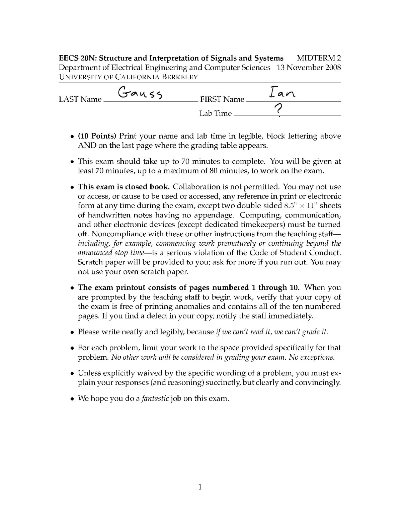 Frequency Signals And Systems Solved Exam Docsity