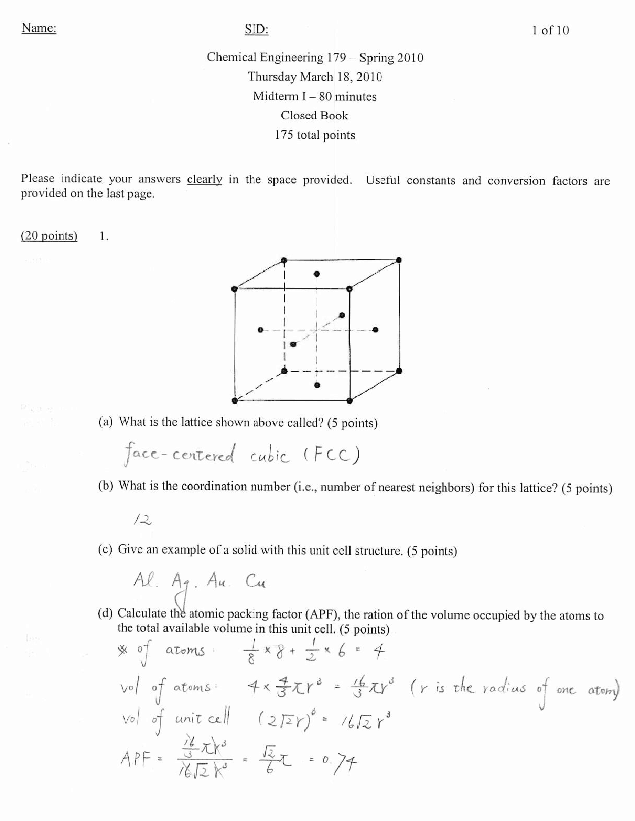 Neglected Chemical Engineering Previous Solved Exam Docsity