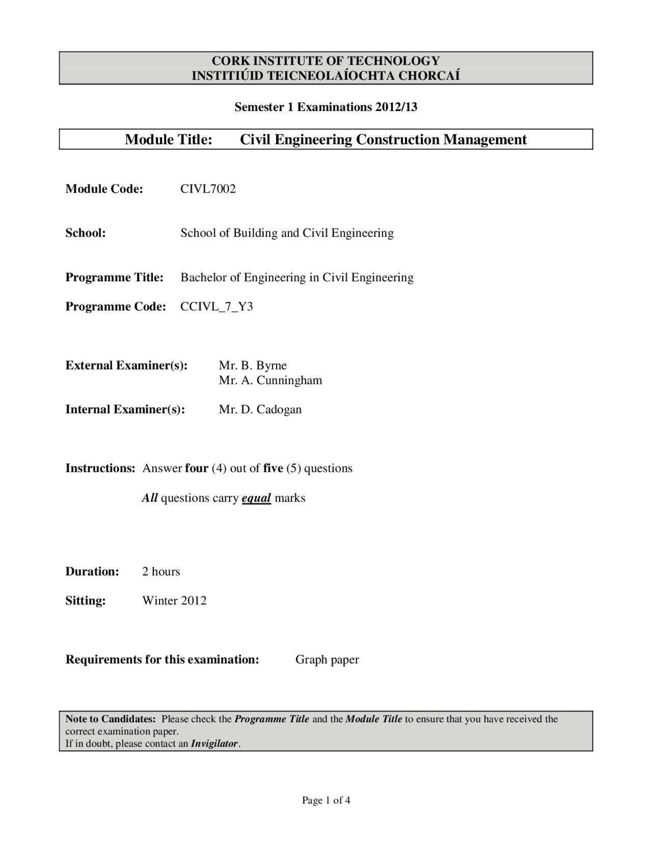 Network Analysis Method - Civil Engineering Construction - Past Exam ...