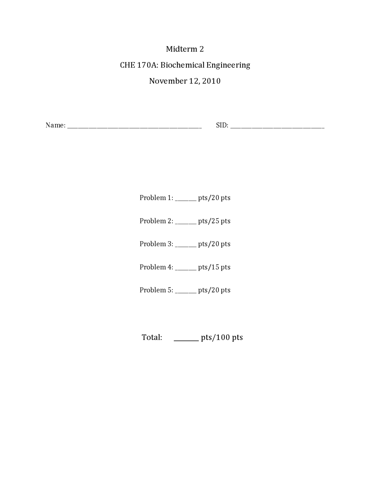 Mass Balance Chemical Engineering Previous Solved Exam Docsity