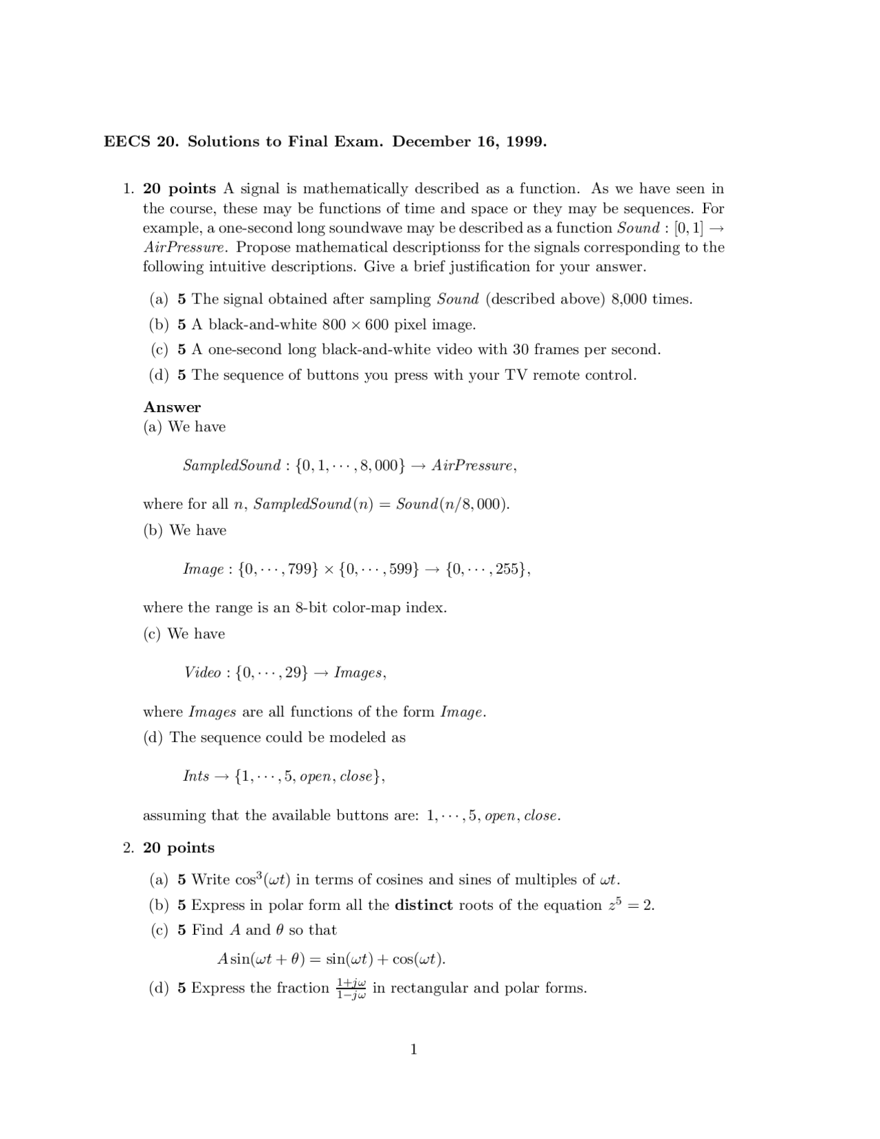 Sampled Sound Signals And Systems Exam Docsity