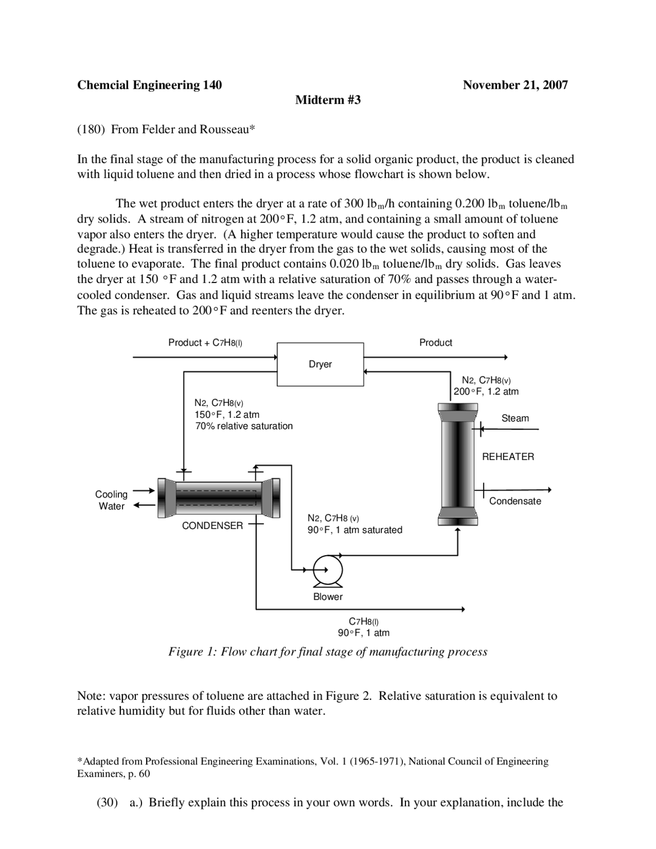 Final Product Chemical Engineering Previous Exam Docsity