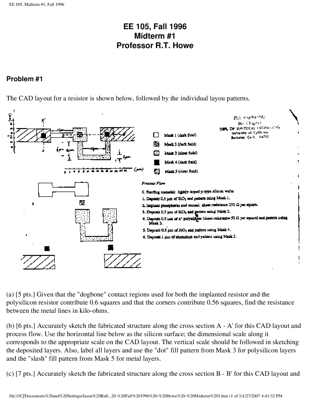Individual Layout Microelectronic Devices And Circuits Exam Docsity