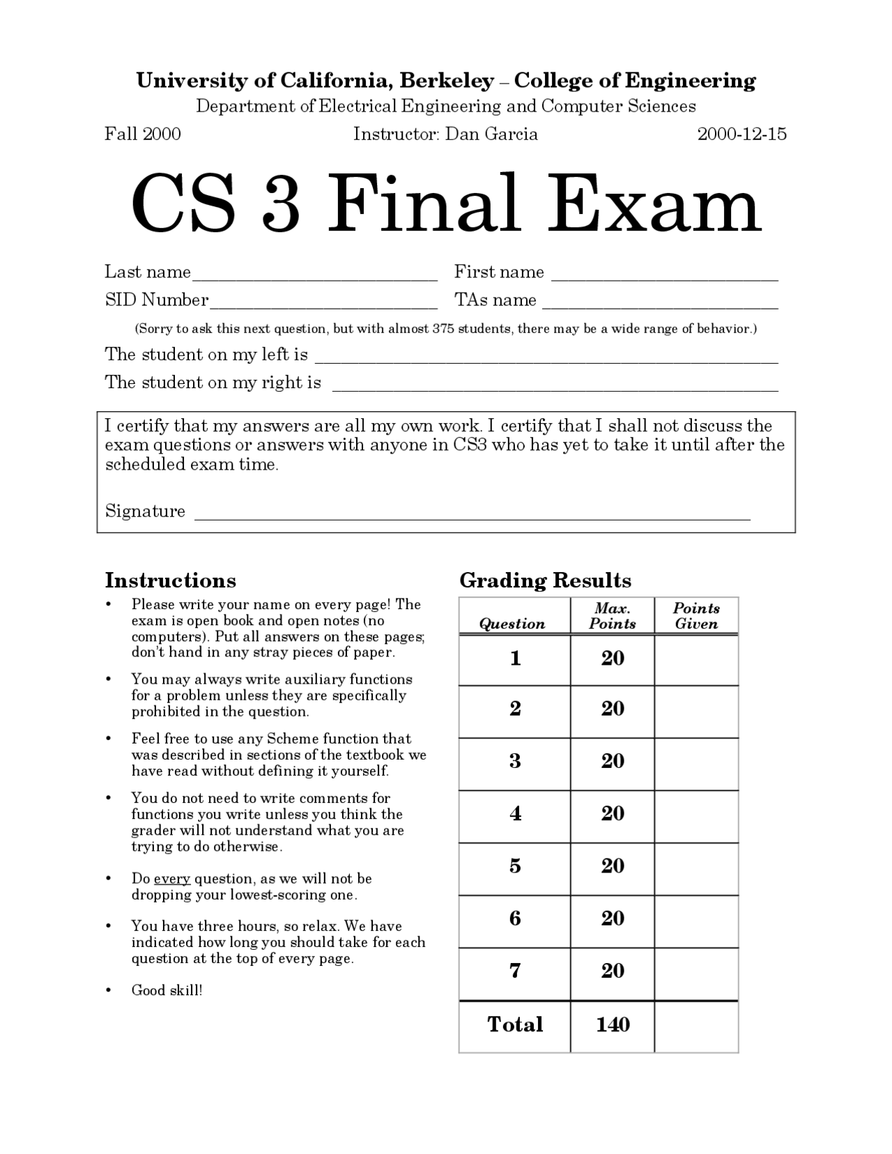 Least One Error Introduction To Symbolic Programming Exams Docsity