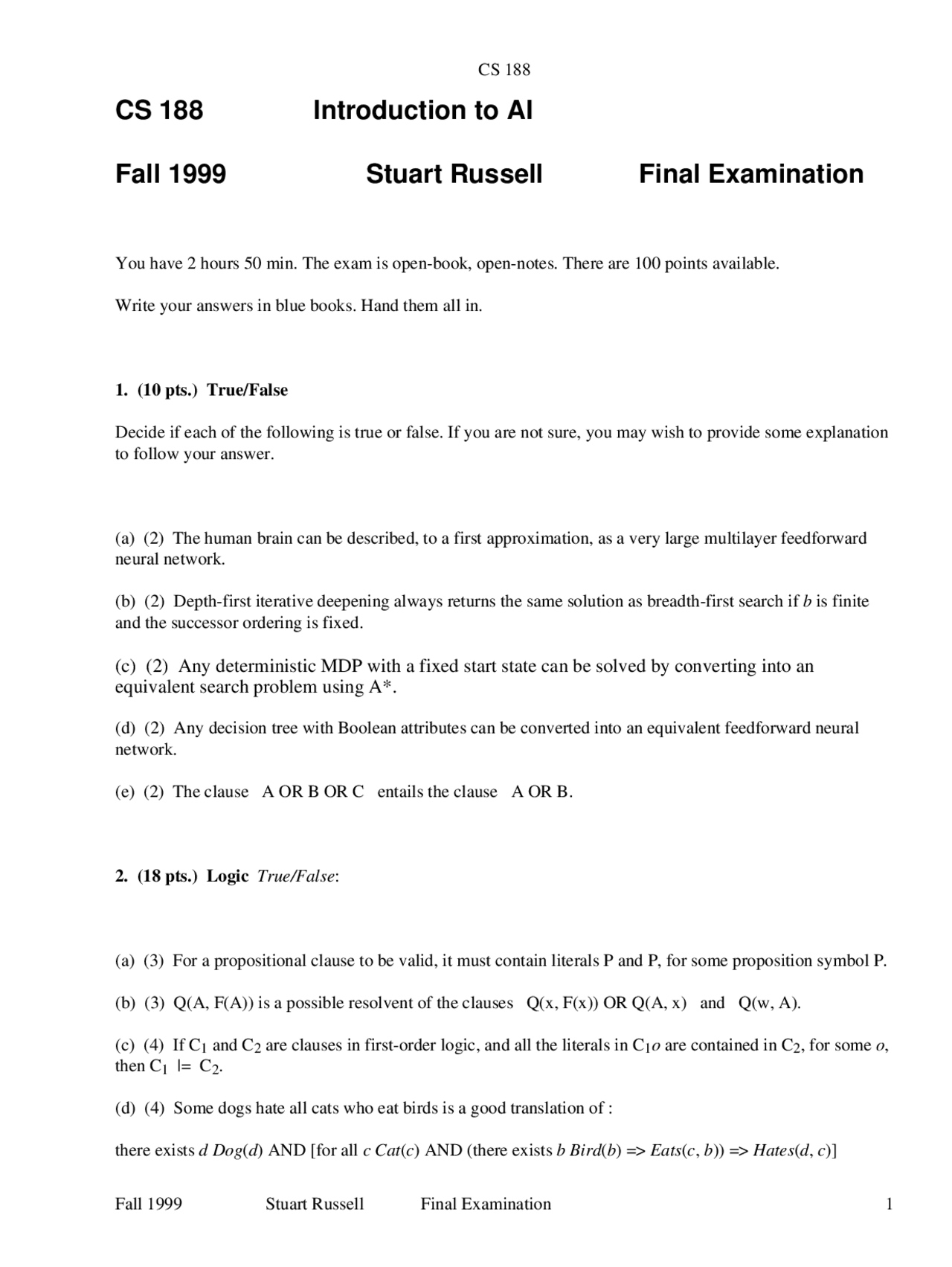 Iterative Deepening Introduction To Artificial Intelligence Exams
