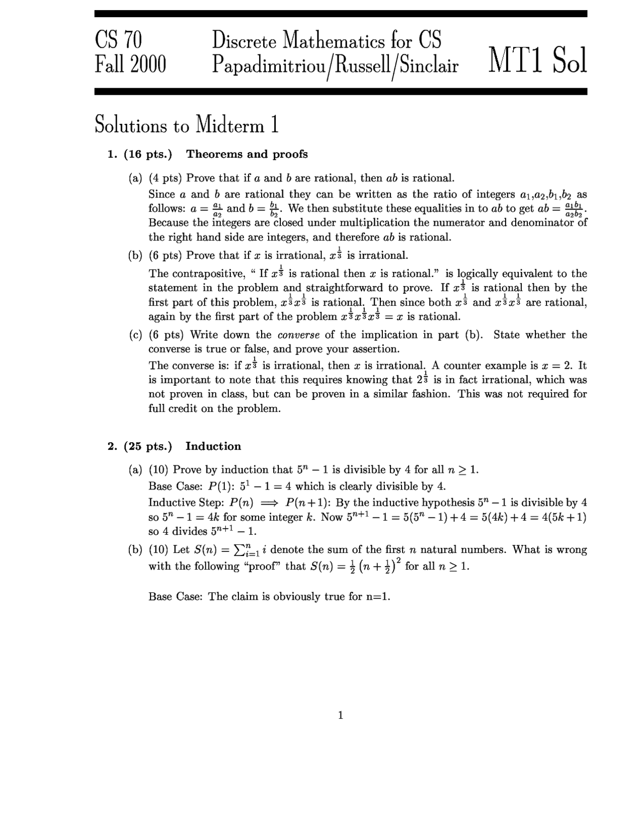 Perfect Squares - Discrete Mathematics and Probability Theory - Solved Exams - Docsity