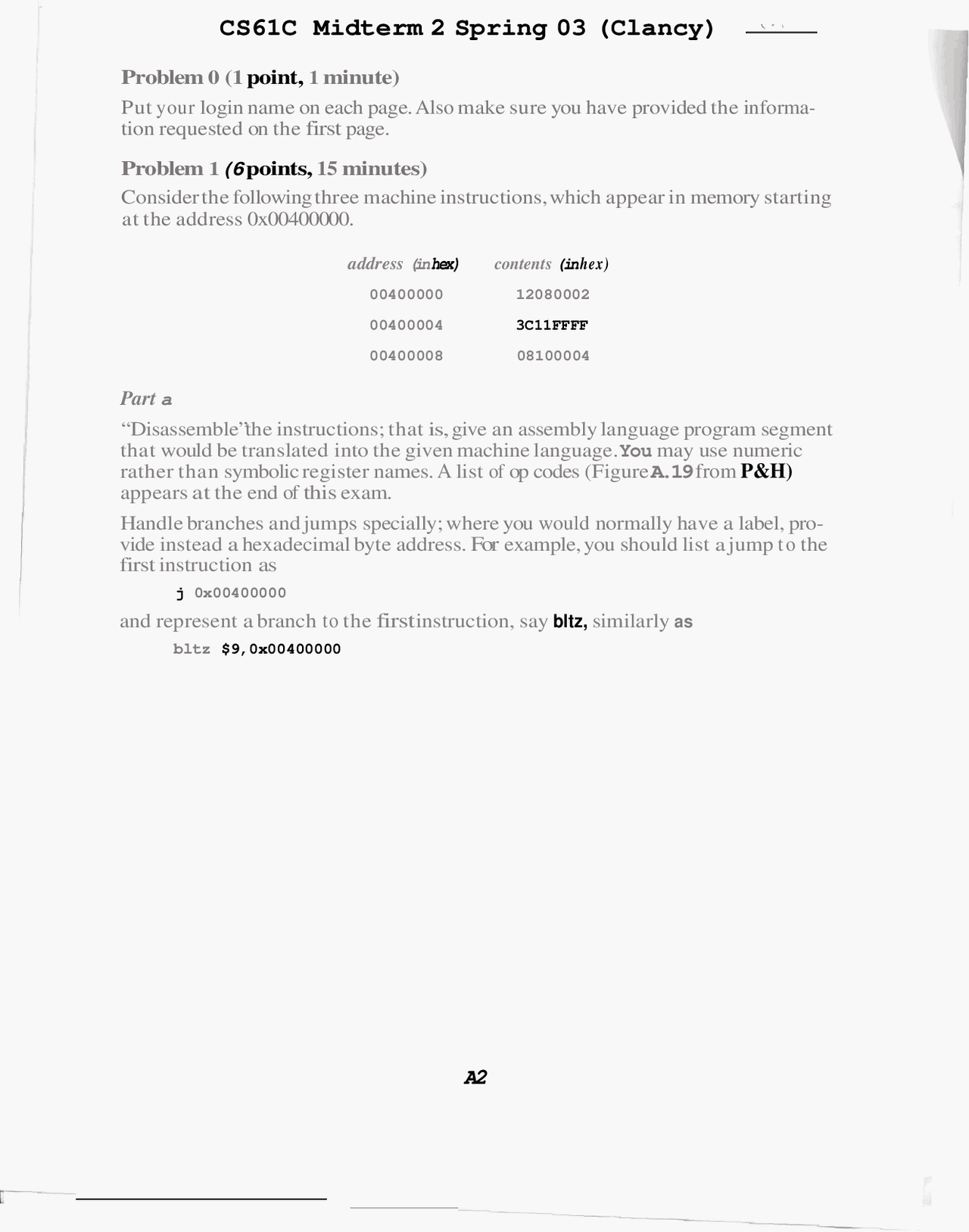 Machine Instructions Machine Structures Exams Docsity