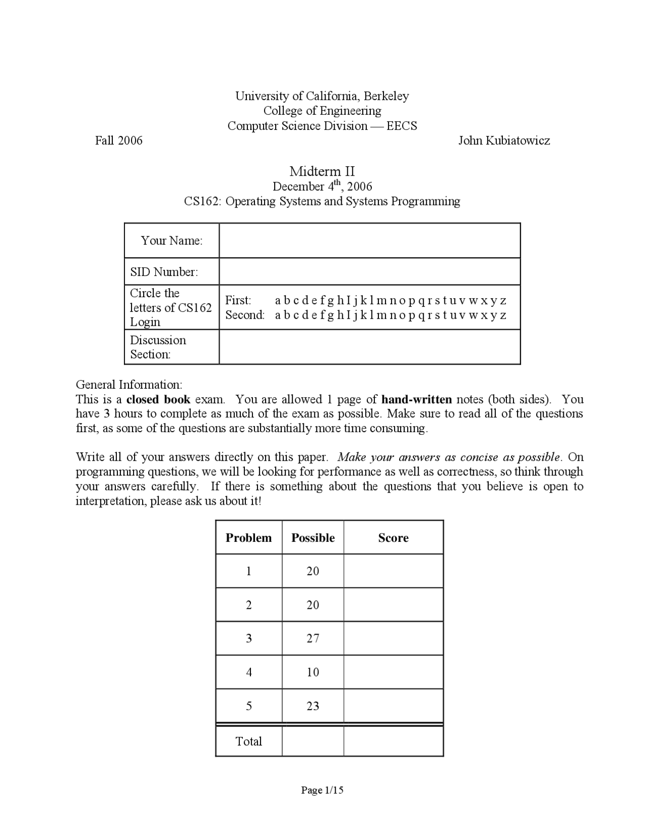 Systems Programming Operating Systems And System Programming Exams Docsity