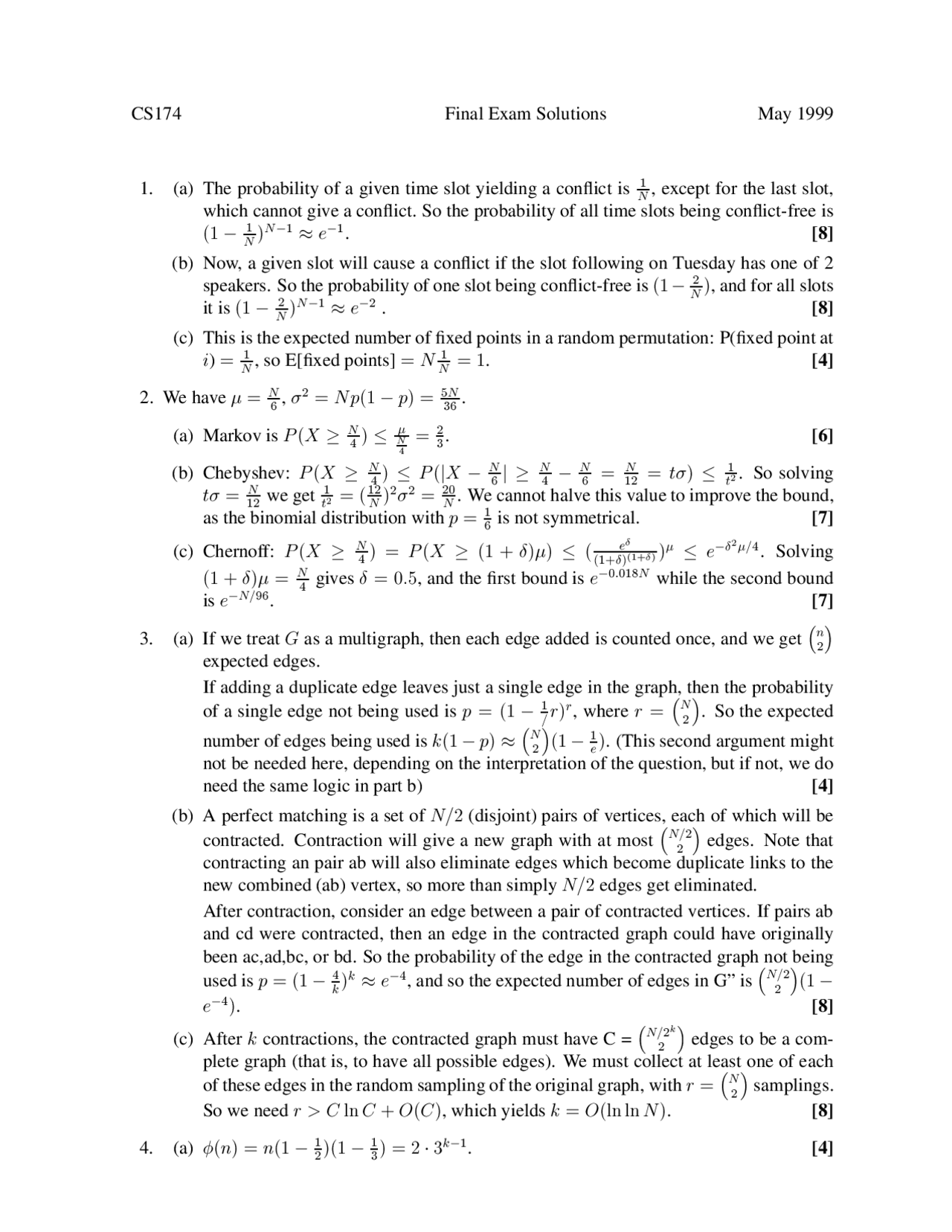 Random Permutation - Combinatorics and Discrete Probability - Solved Exam - Docsity