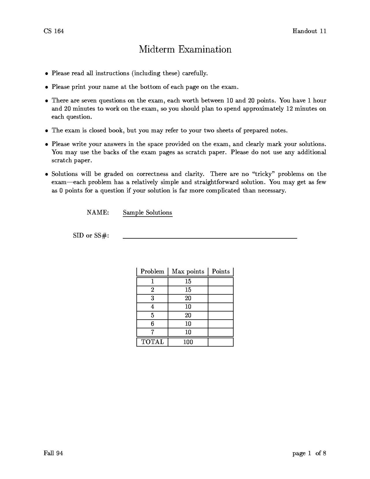 Regular Expressions Programming Languages And Compilers Solved Exams Docsity