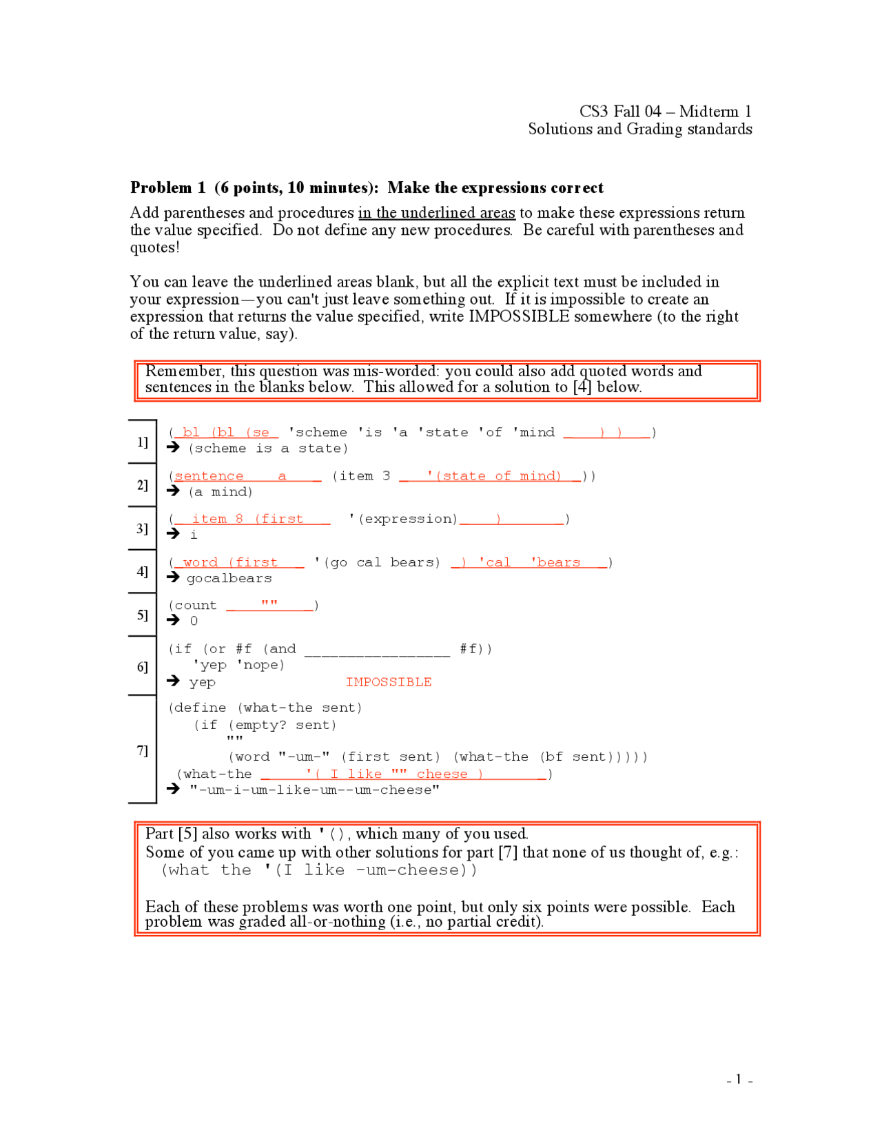 Constructor Procedure Introduction To Symbolic Programming Solved Exams Exams Computer