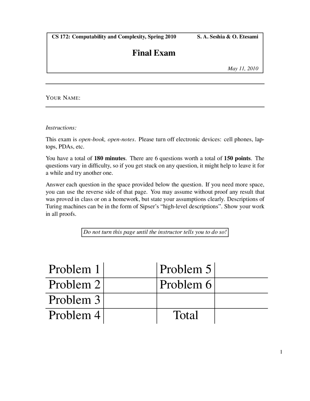 Cook Levin Theorem Computability And Complexity Exams Docsity