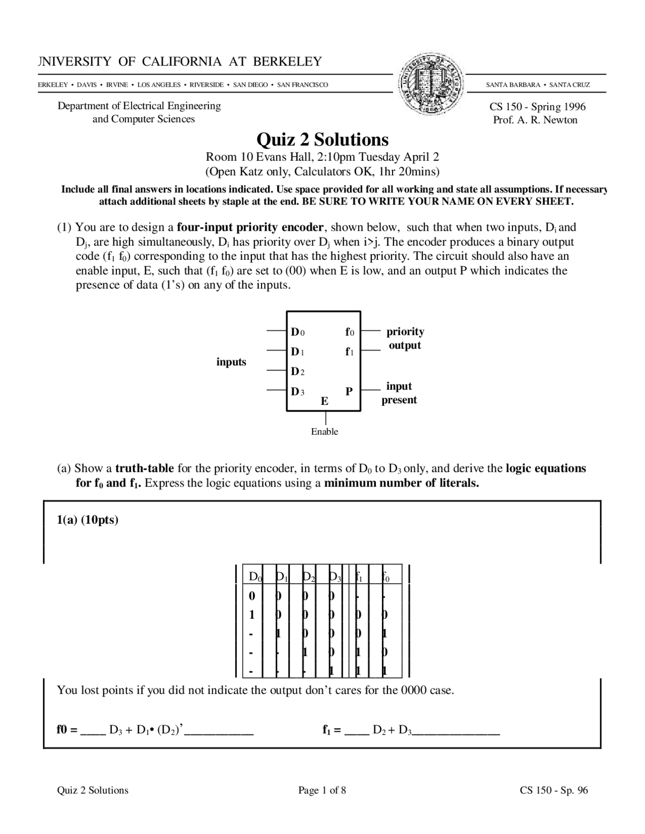 Irredundant Machine - Components and Design Techniques for Digital Systems - Solved Exams - Docsity