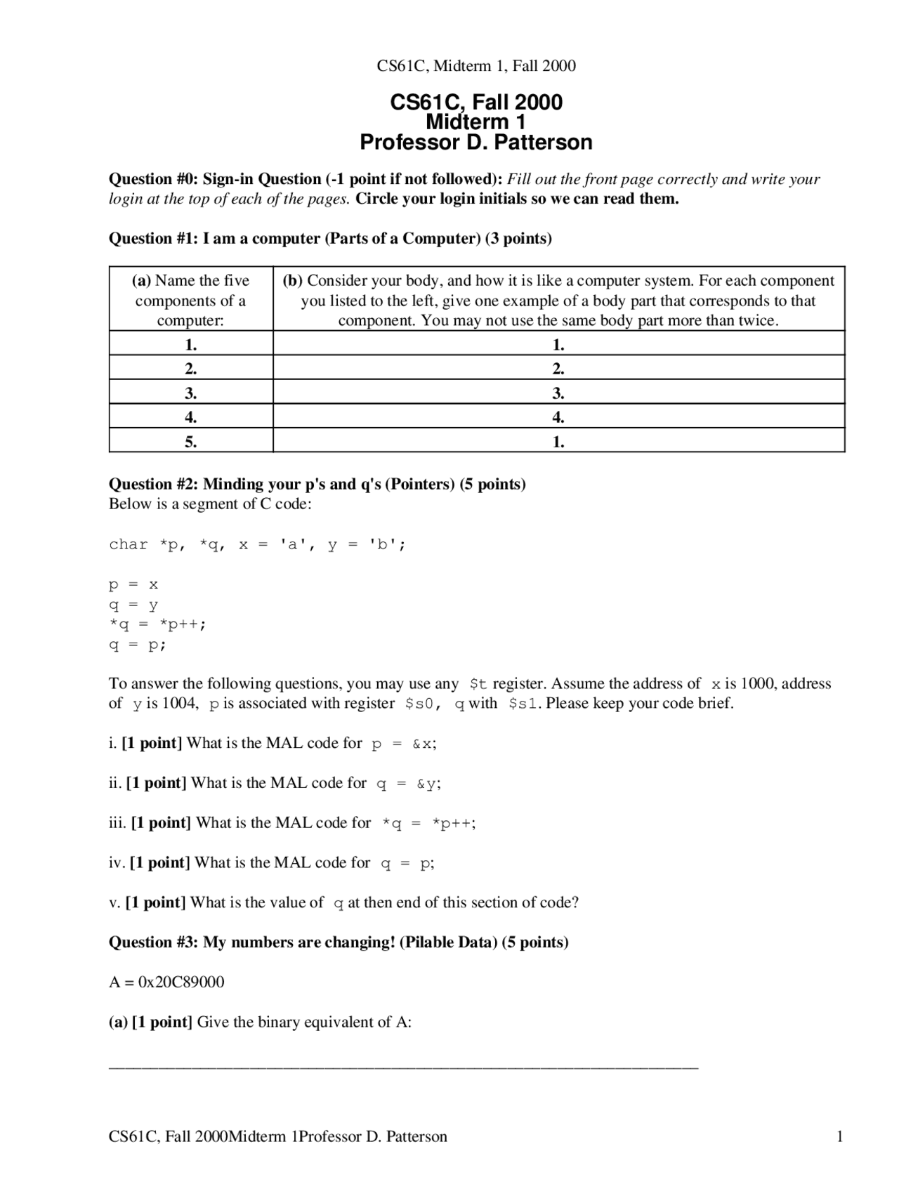 Decimal Equivalent Machine Structures Exams Exams Structural