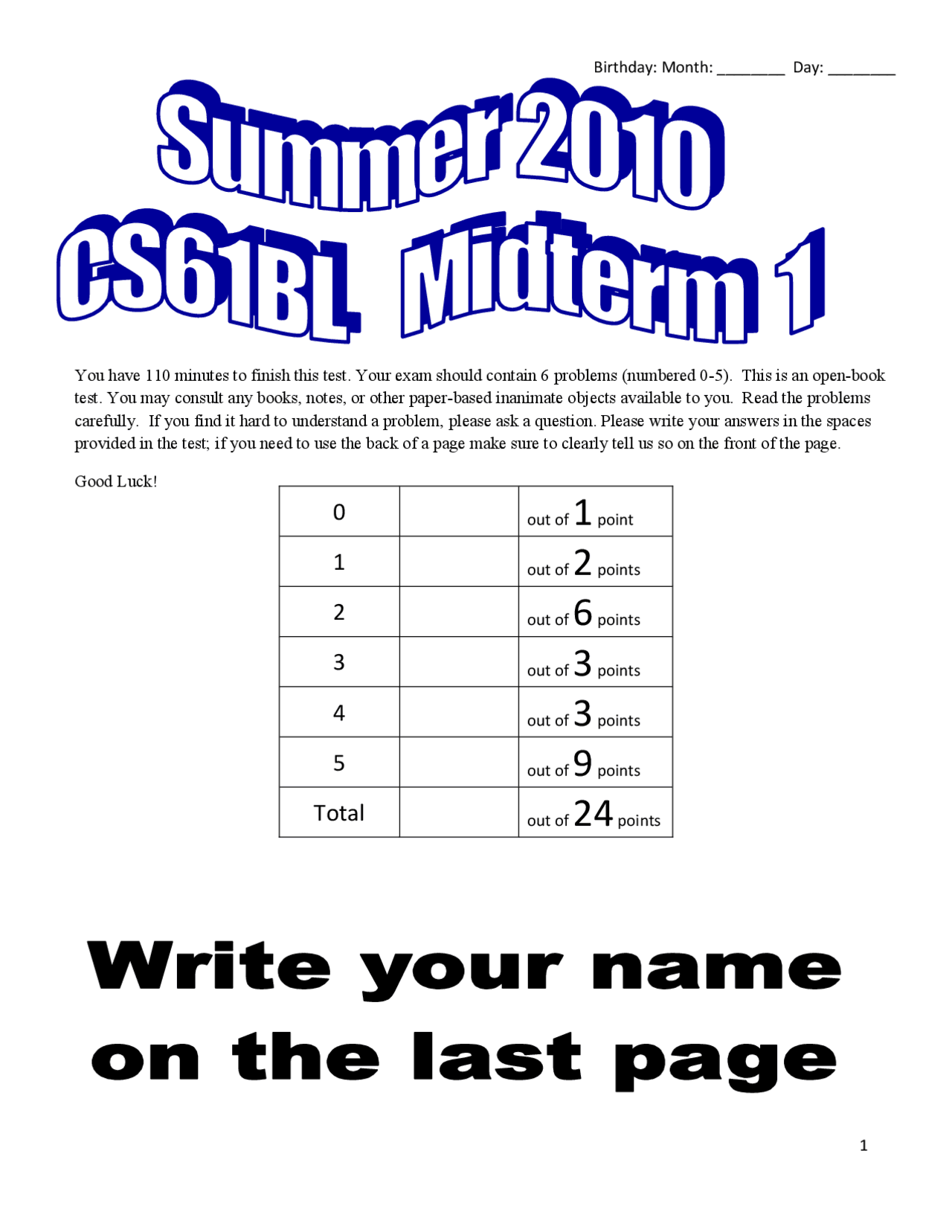 Helper Method Data Structures And Programming Methodology Exams