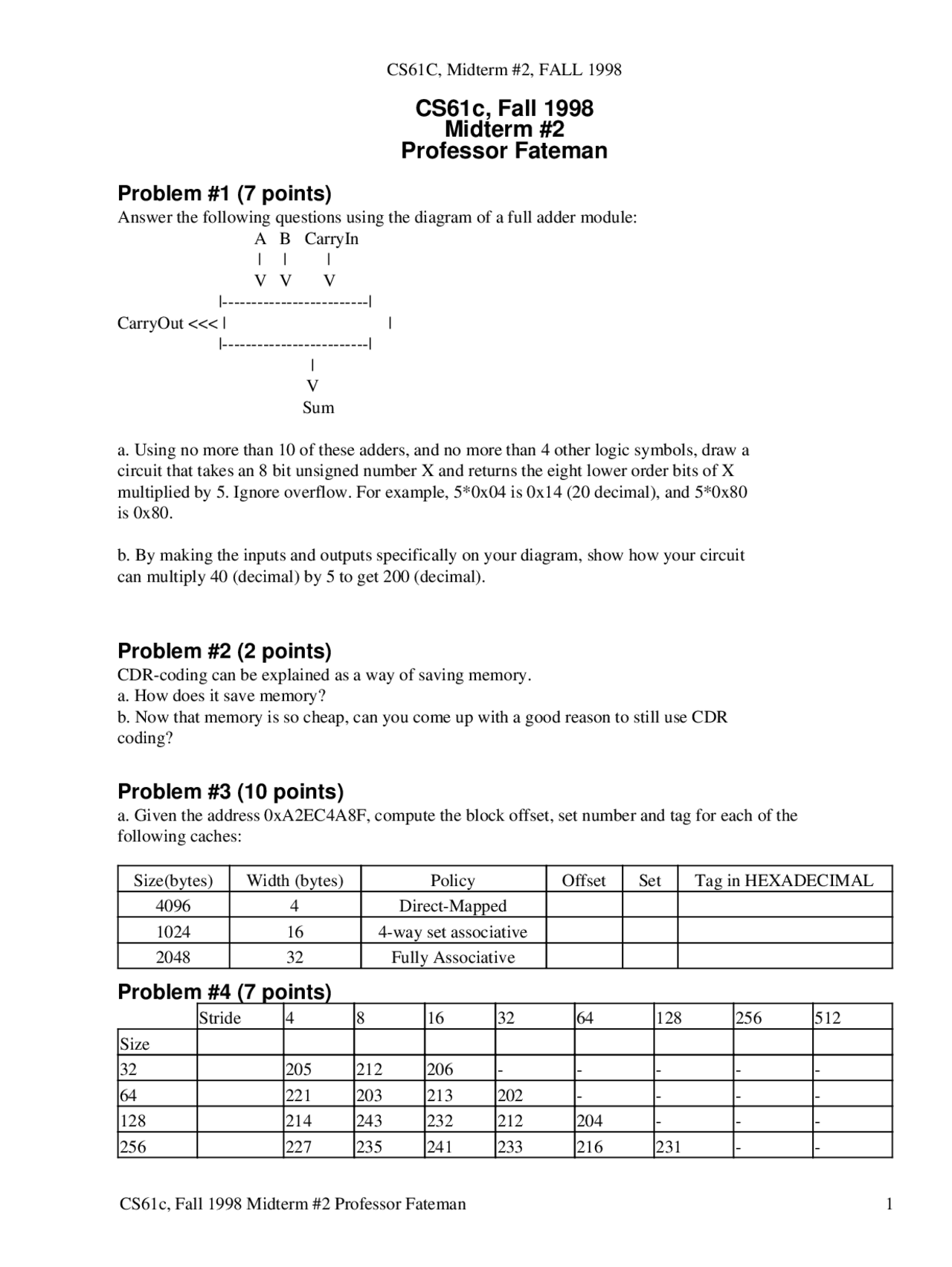 Cdr Coding Machine Structures Exams Docsity
