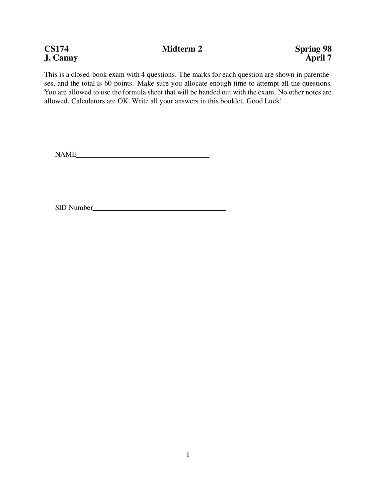 Probabilistic Program - Combinatorics and Discrete Probability - Exams - Docsity