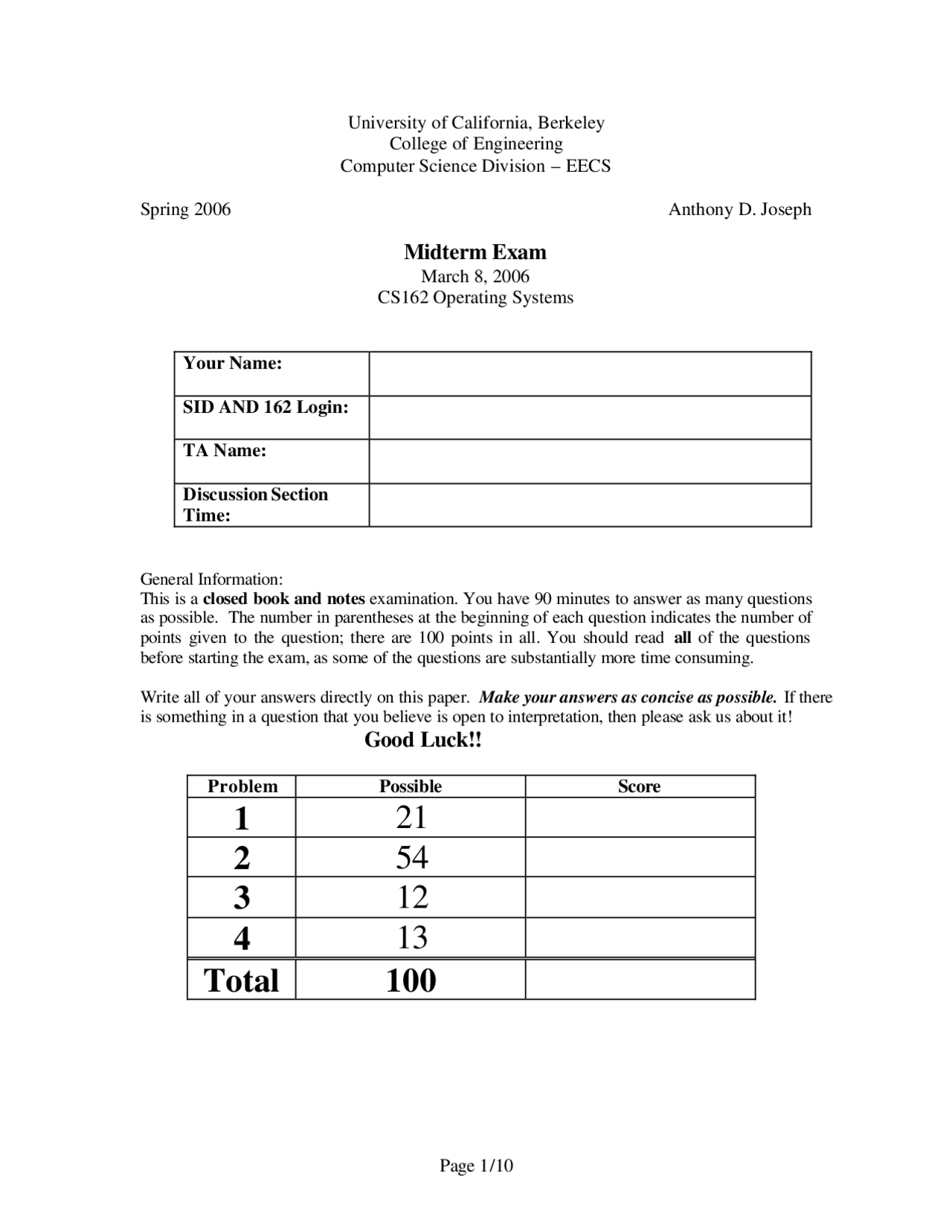 Wait Queue Operating Systems And System Programming Exams Docsity