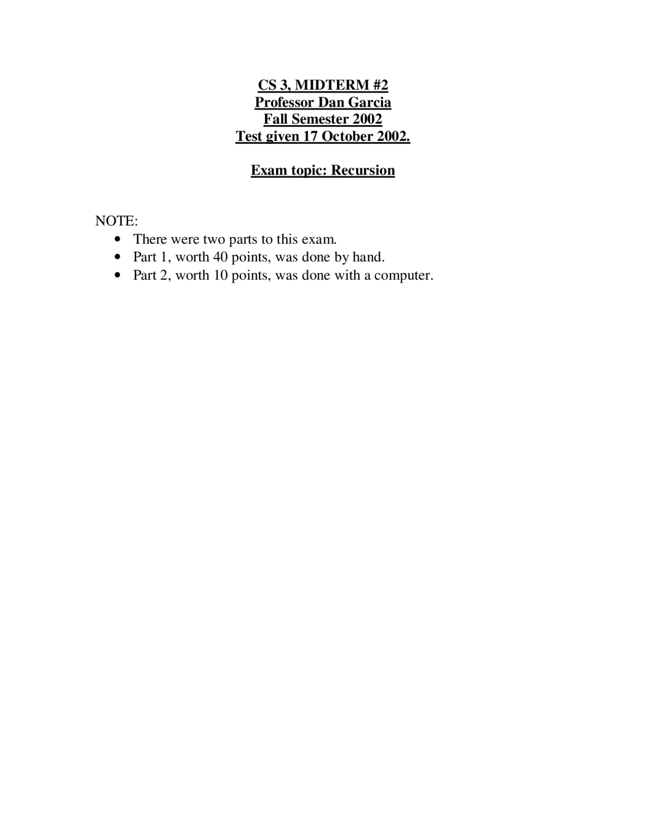 Helper Function Introduction To Symbolic Programming Exams Docsity