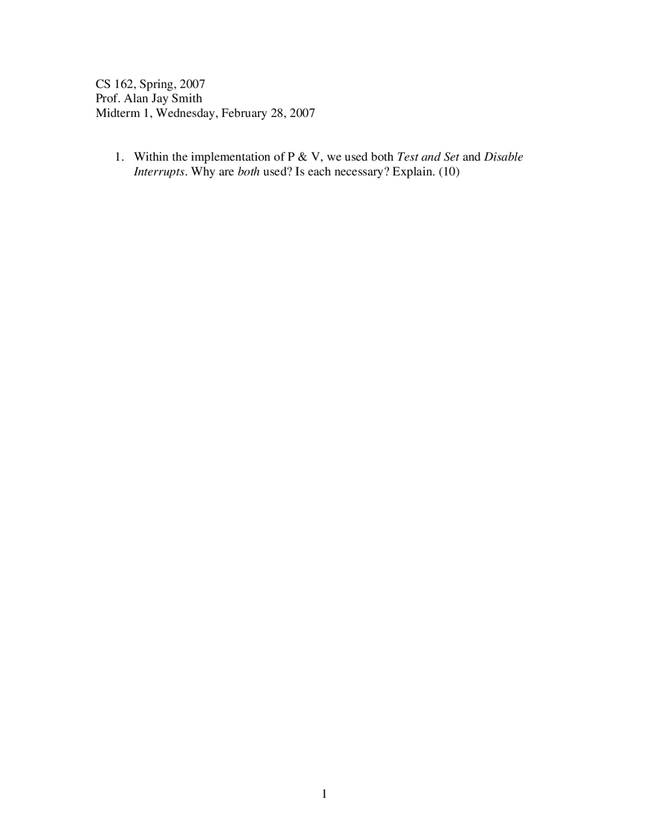 SRPT Algorithm - Operating Systems and System Programming - Exams - Docsity