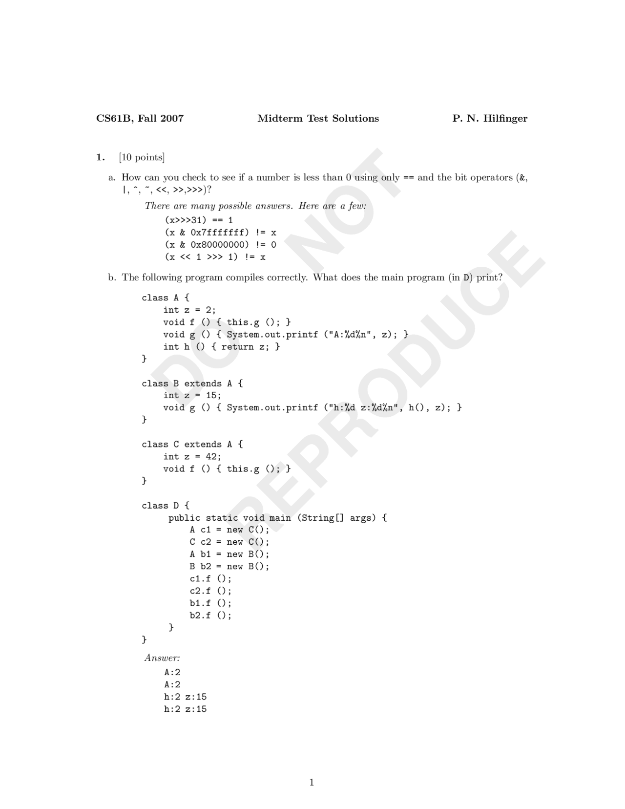 Abstract Class Data Structures Solved Exams Docsity