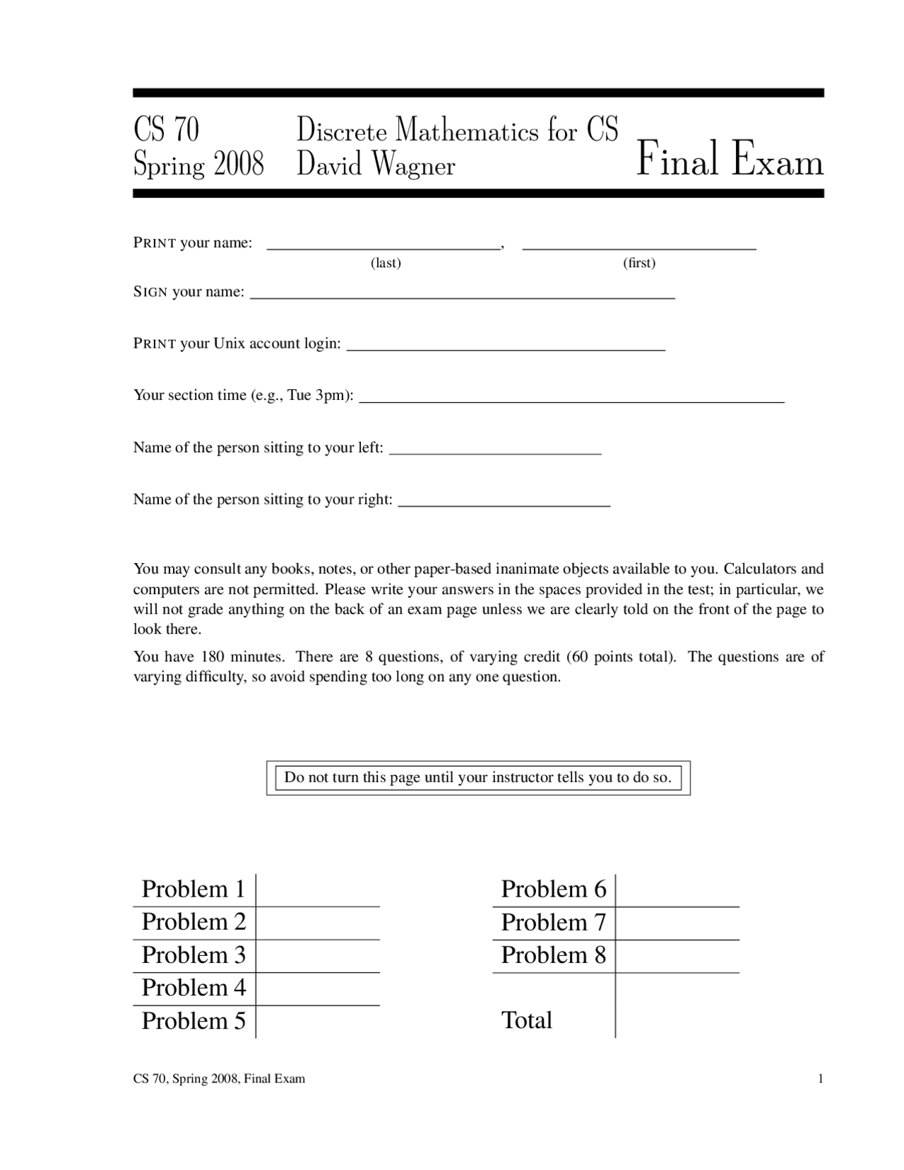 Inductive Hypothesis - Discrete Mathematics and Probability Theory - Exams - Docsity