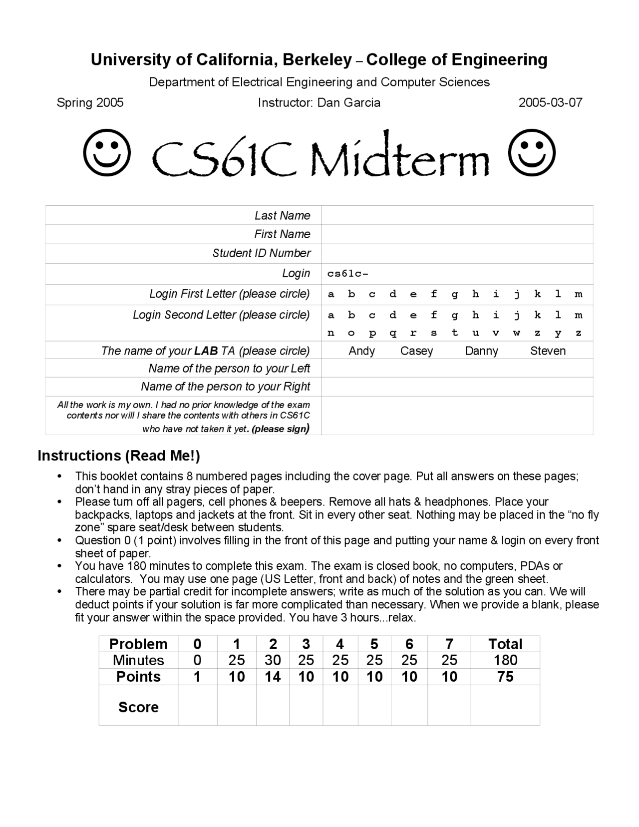 Pseudo Instruction Machine Structures Exams Docsity