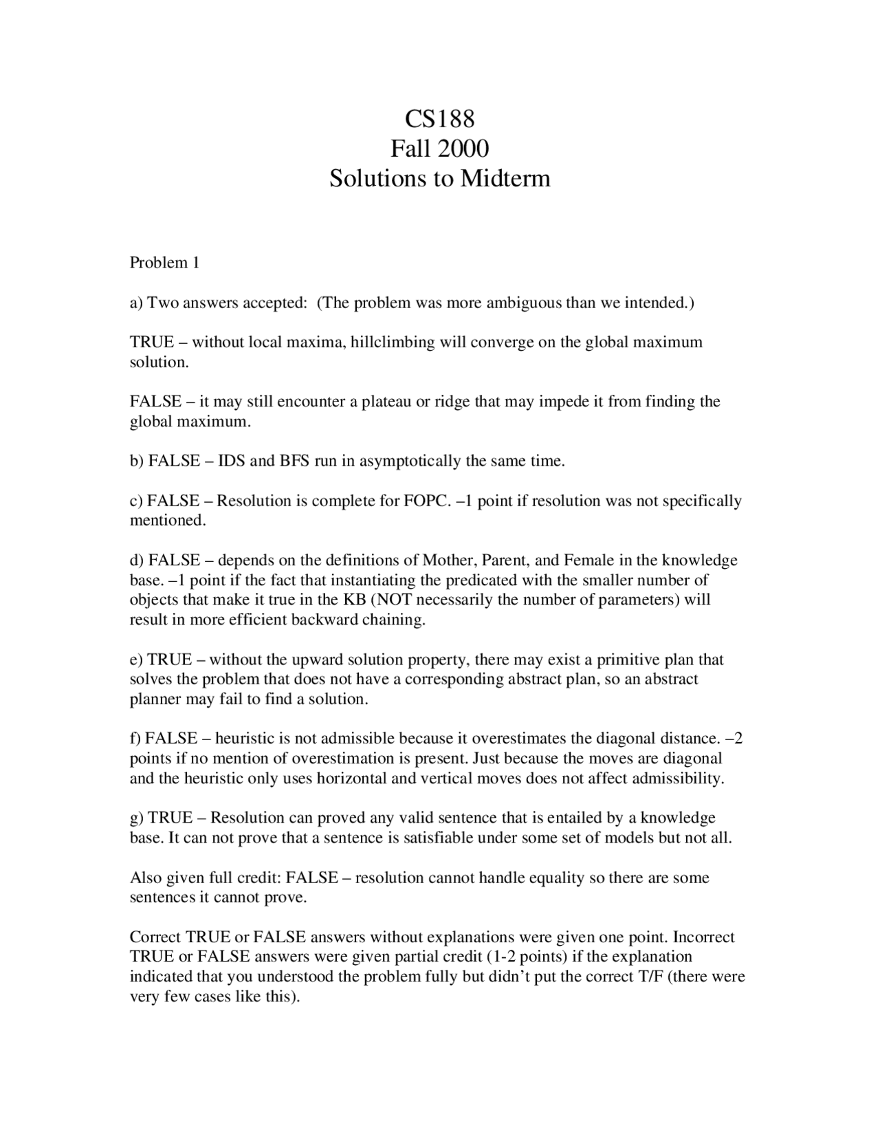 Local Maxima Introduction To Artificial Intelligence Solved Exams