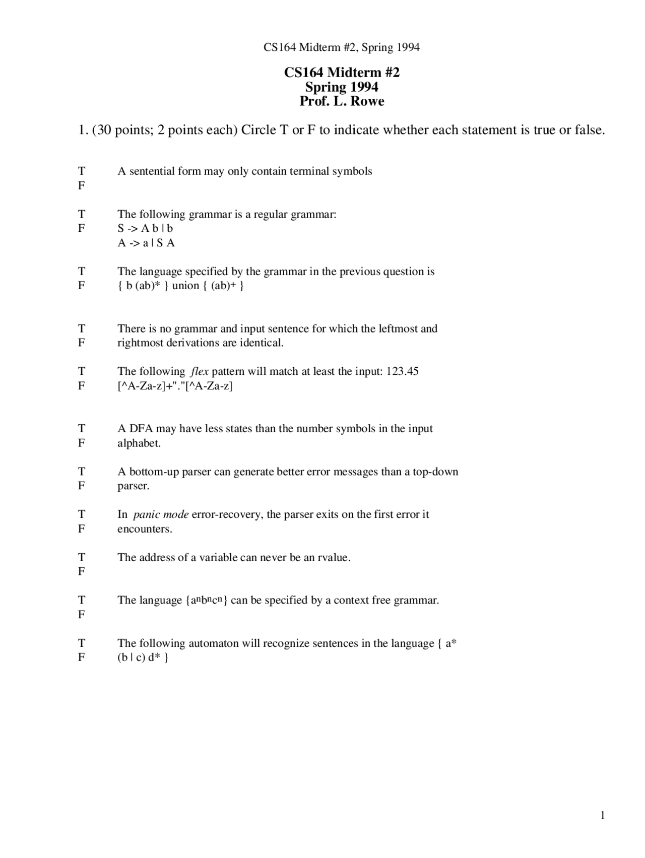 Number Symbols Programming Languages And Compilers Exams Docsity