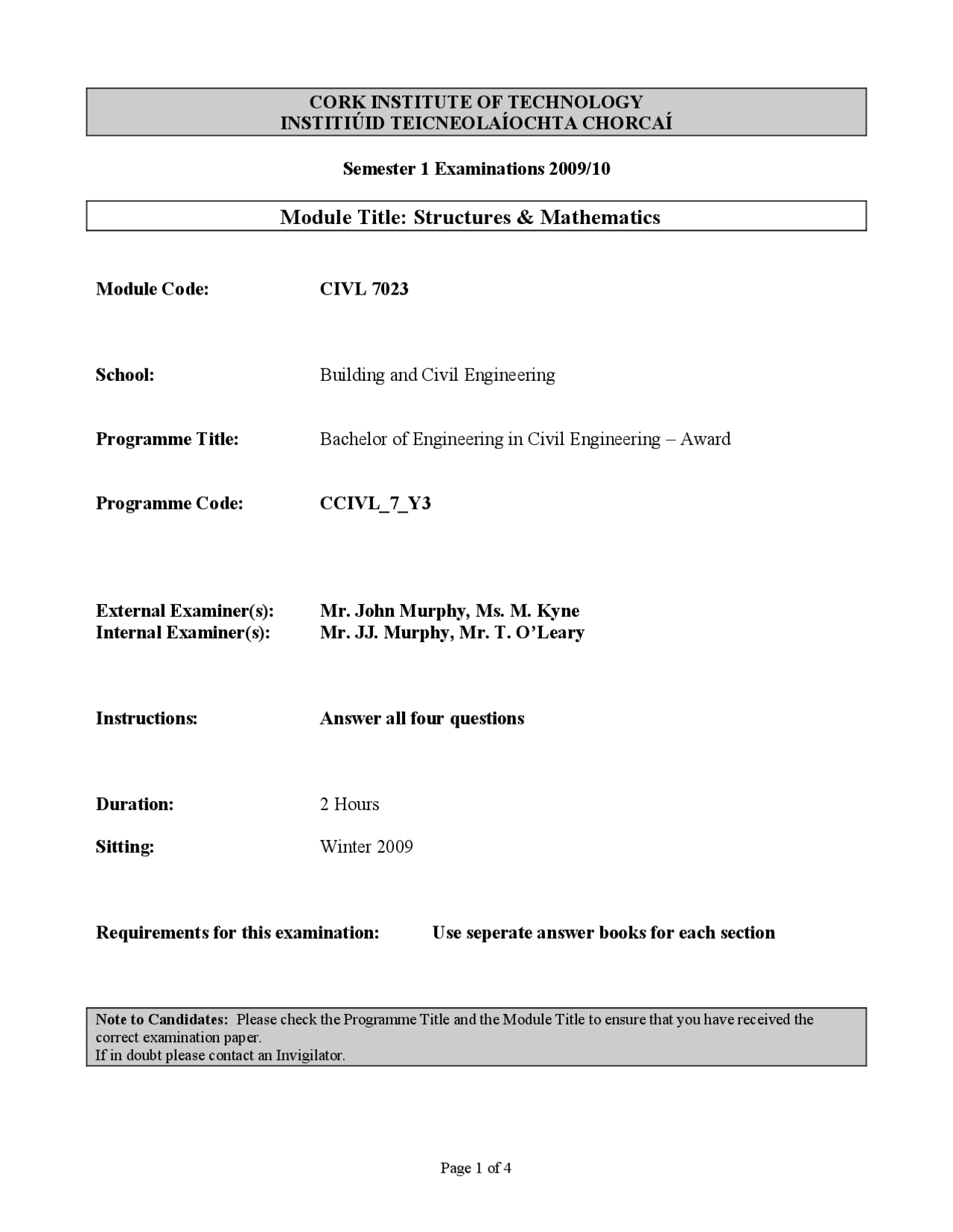 Vertical Deflection Structures Concrete And Mathematics Old Exam
