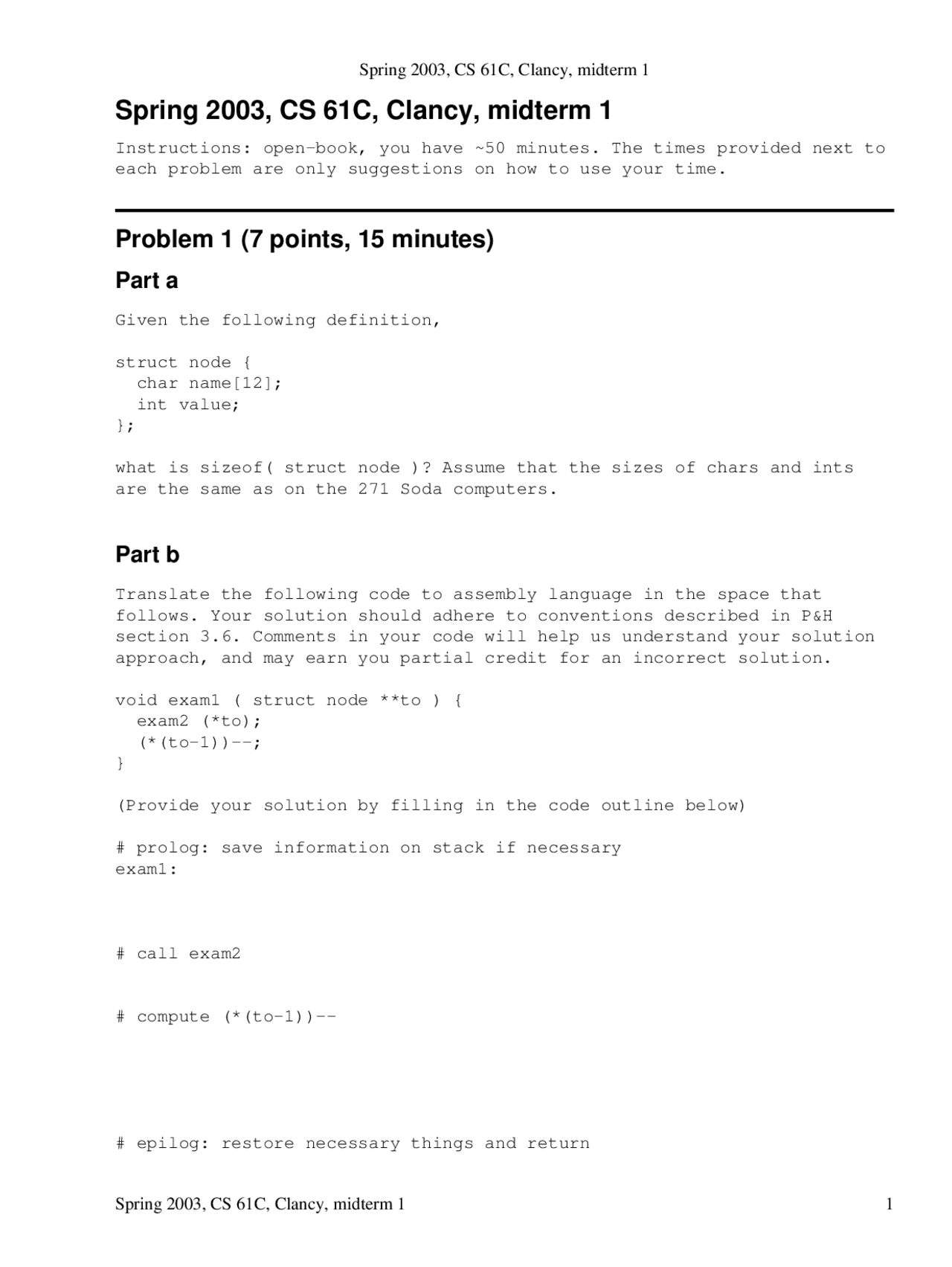 Swap Function Machine Structures Exams Docsity