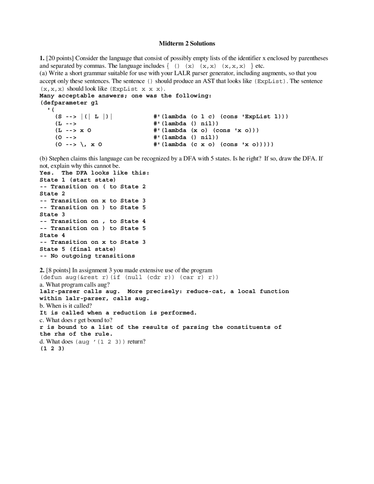 Lexical Analyzer Programming Languages And Compilers Solved Exams Docsity