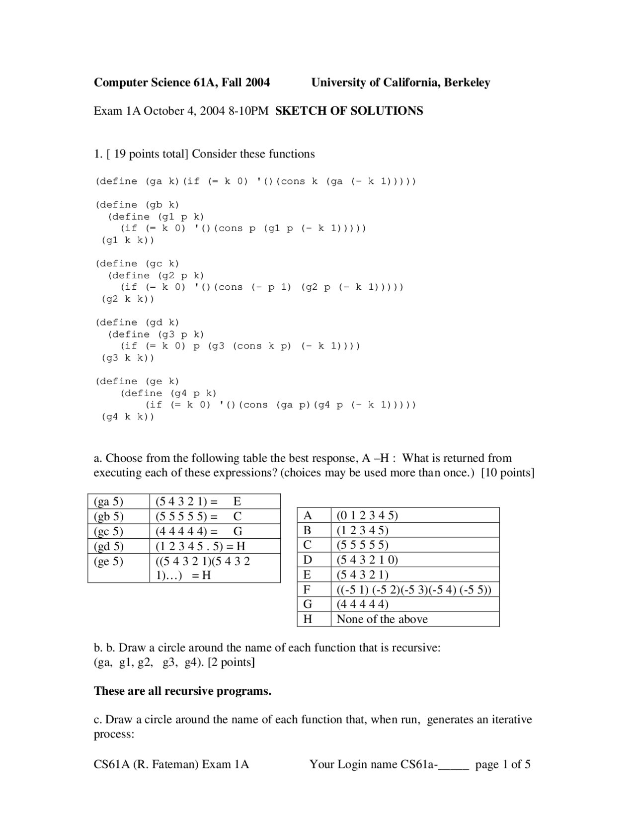Argument Policy The Structure And Interpretation Of Computer Program Solved Exams Docsity