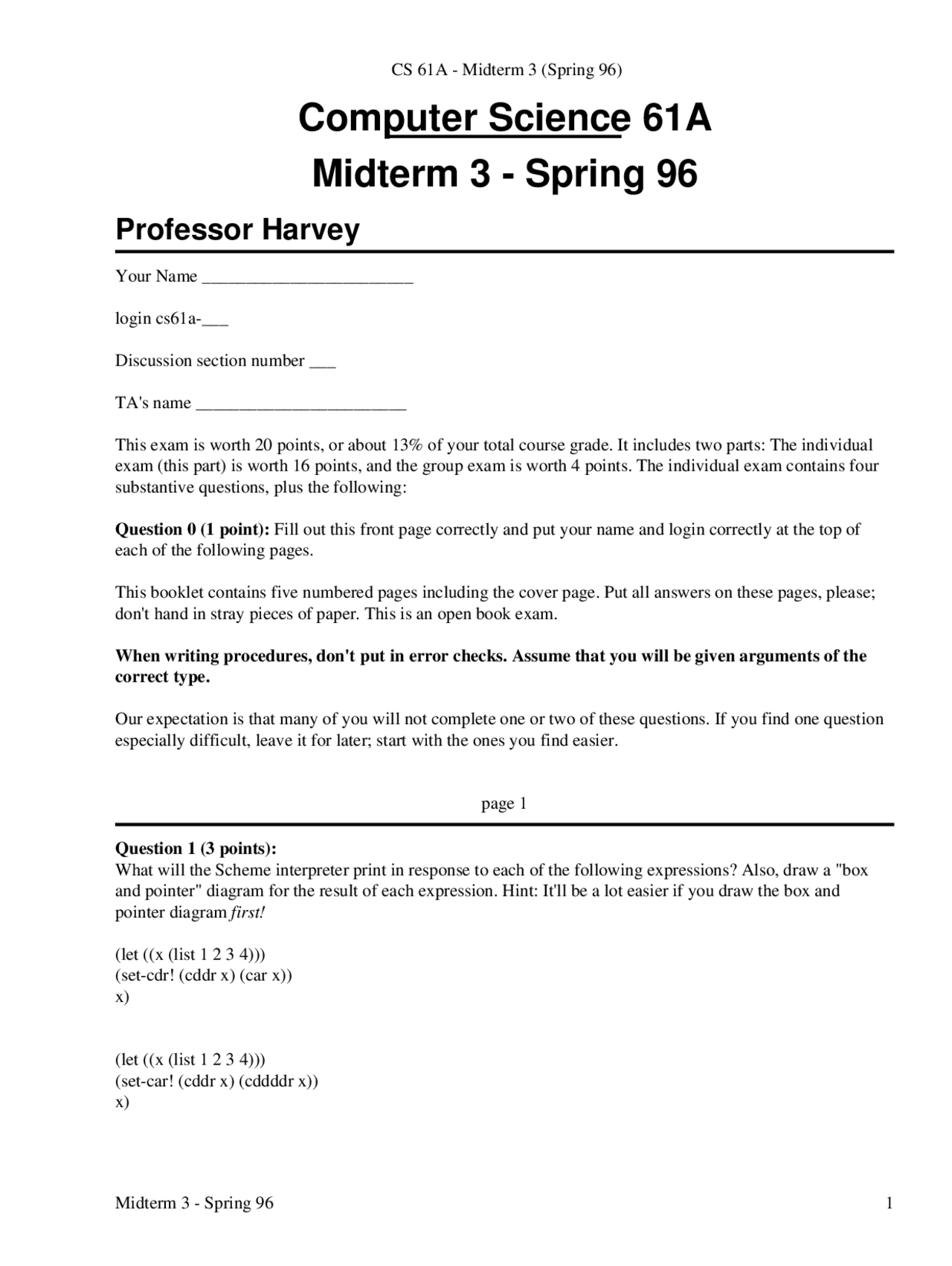 Procedure Multiply The Structure And Interpretation Of Computer Program Exams Docsity