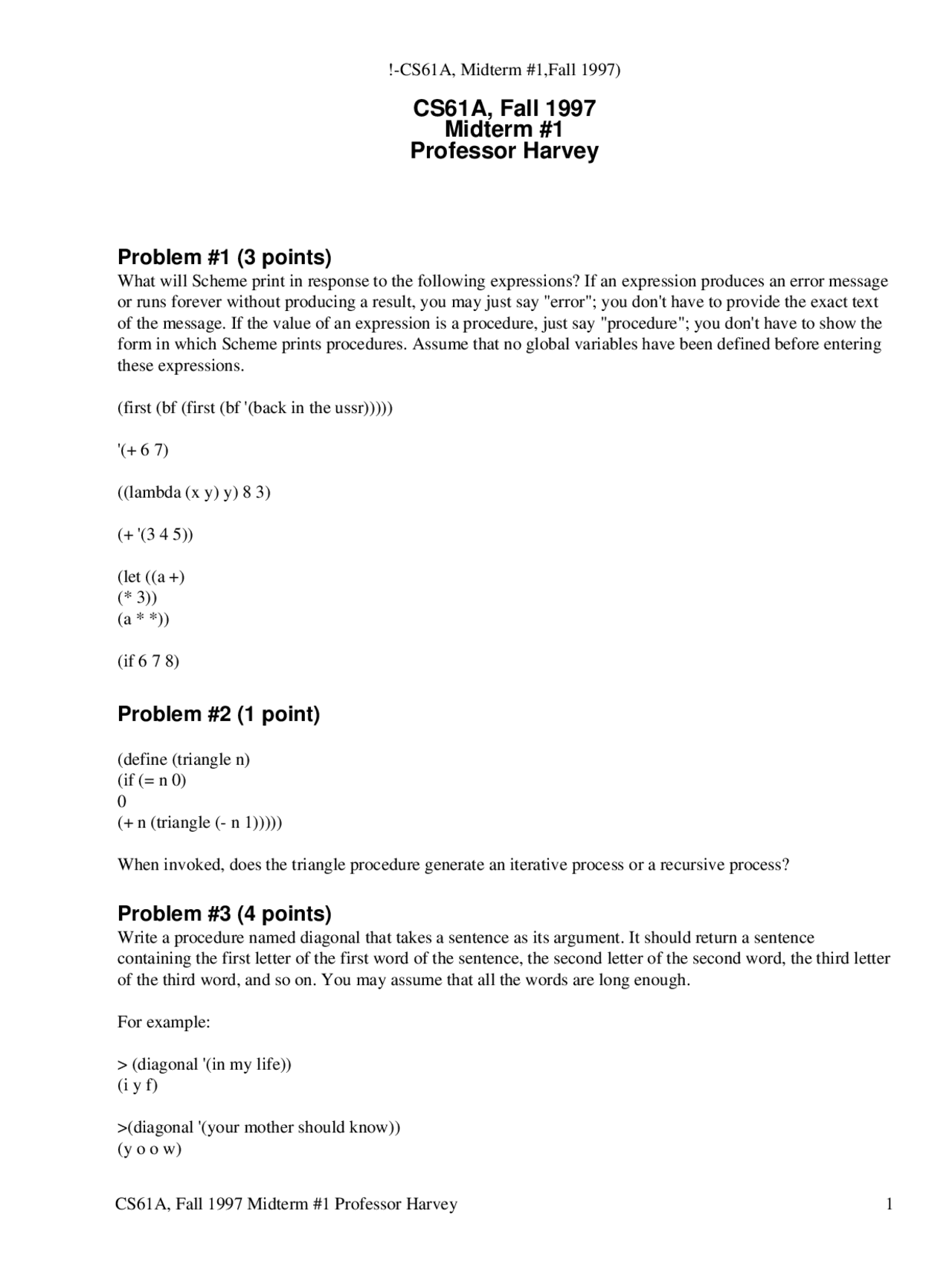 Triangle Procedure The Structure And Interpretation Of Computer Program Exams Docsity