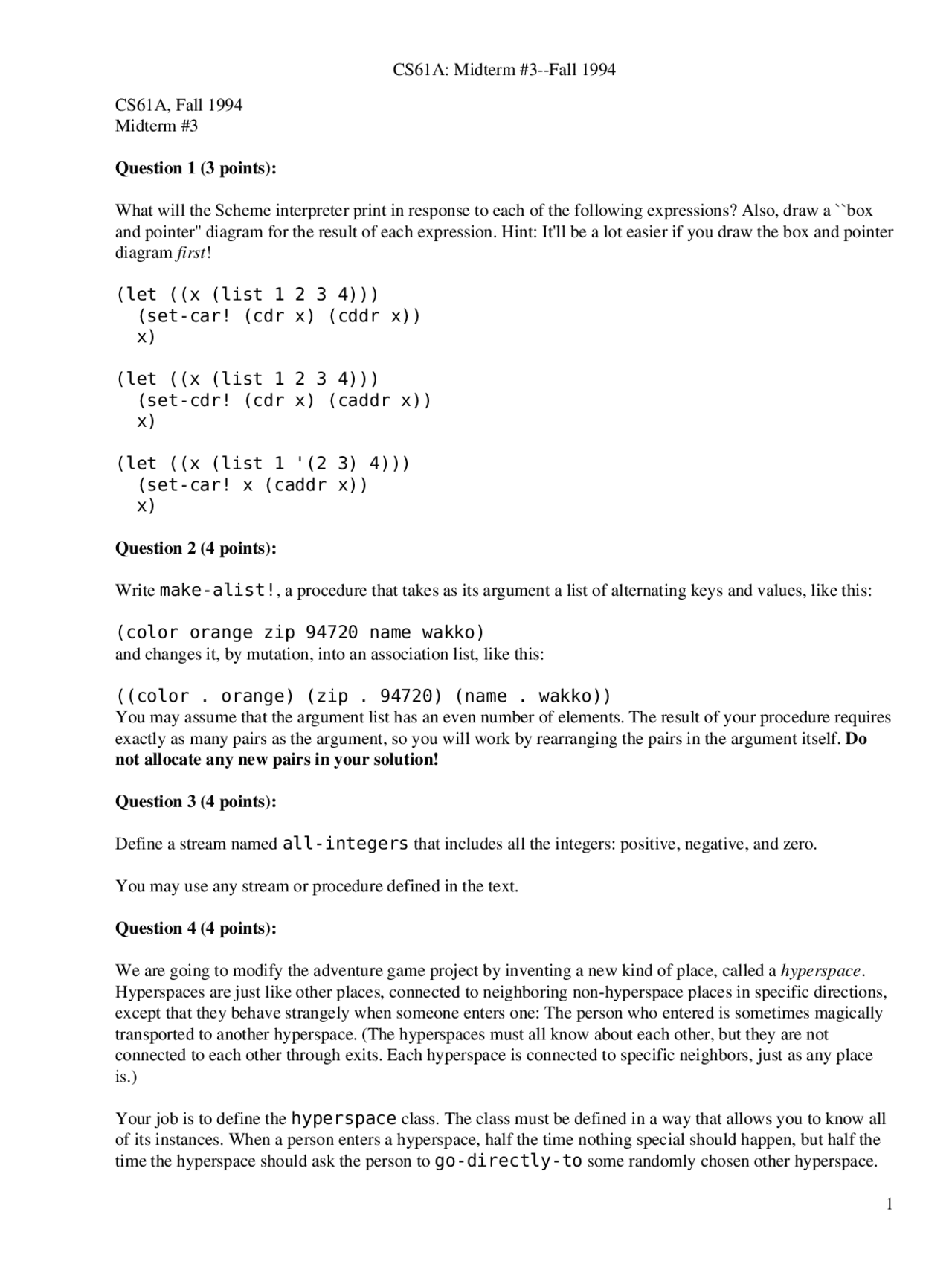 Non Hyperspace Places The Structure And Interpretation Of Computer Program Exams Docsity