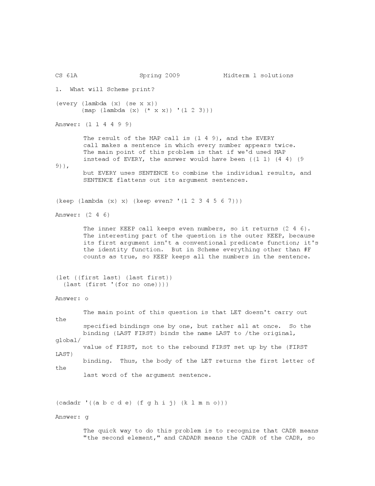 Two Argument Function The Structure And Interpretation Of Computer Program Solved Exams