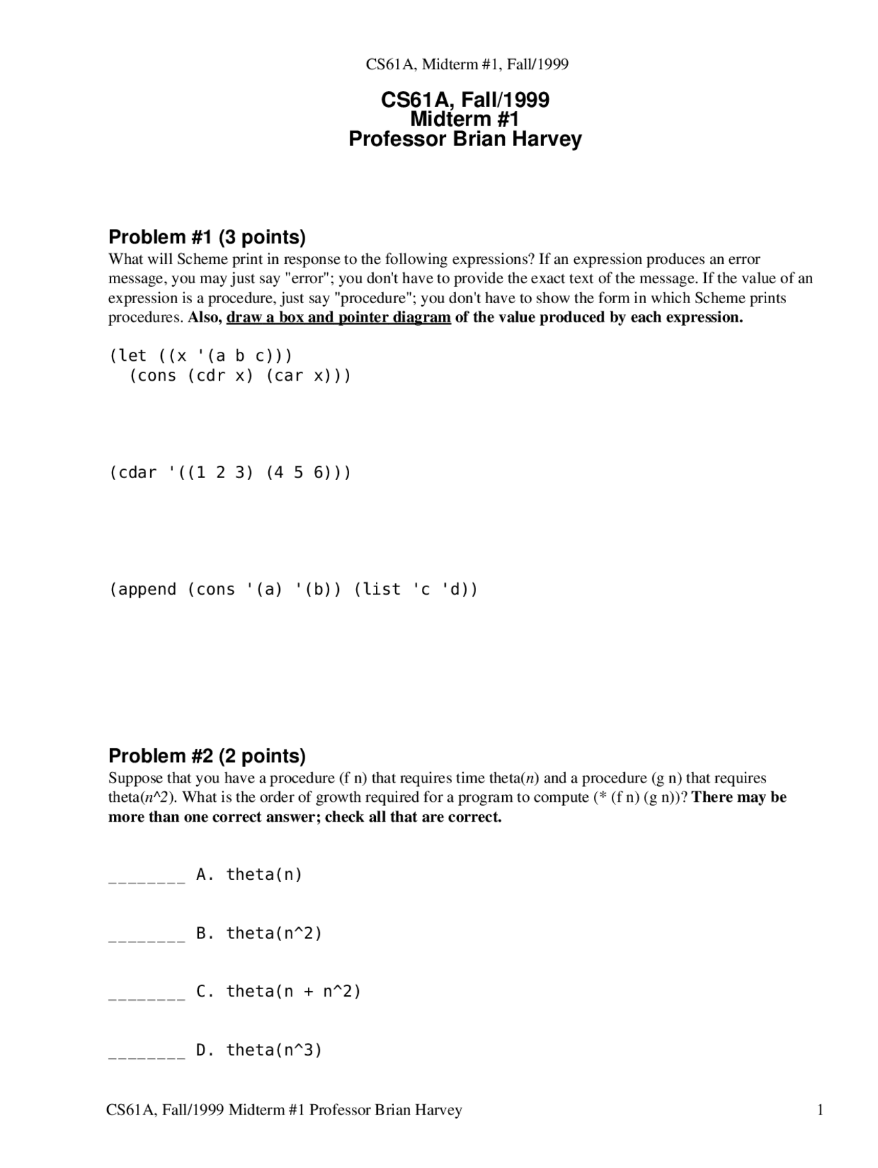 Primitive Procedure The Structure And Interpretation Of Computer Program Exams Docsity