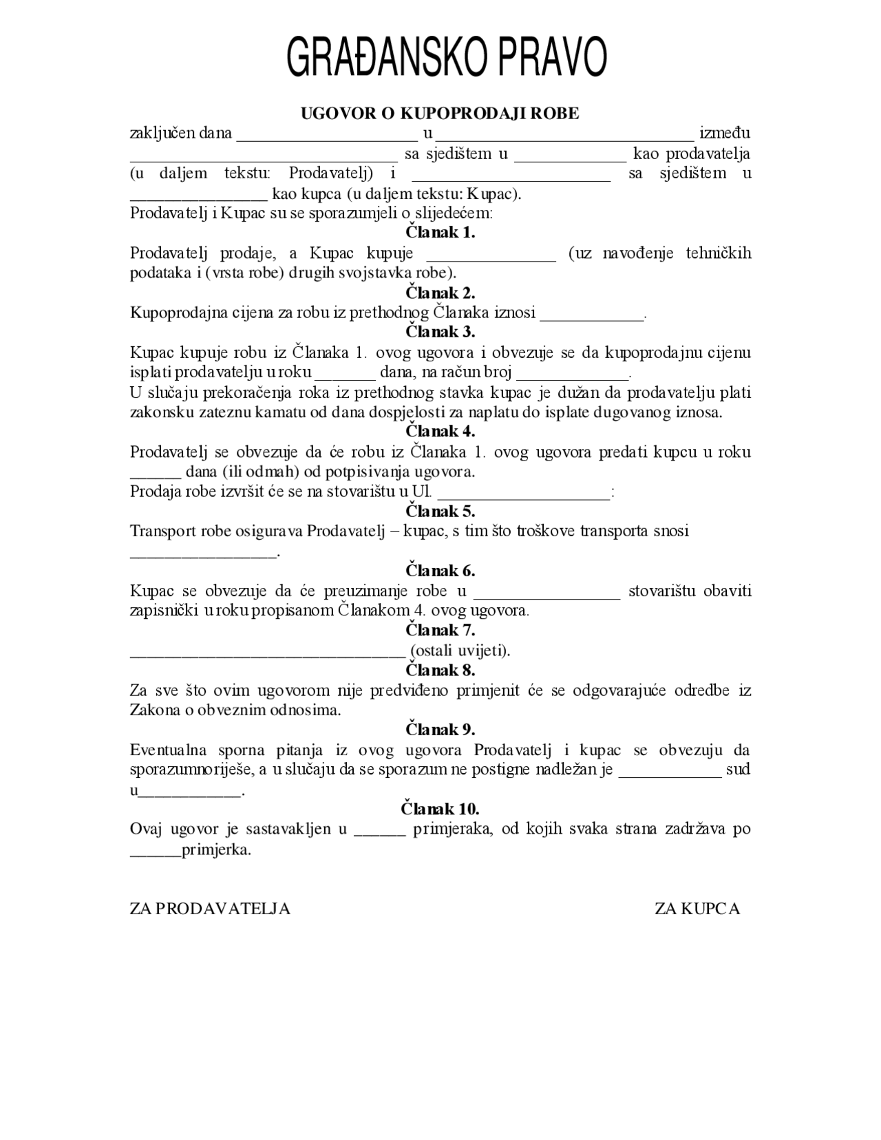 Gradjansko pravo - ugovor o kupoprodaji-Skripta-Pravni - Univerzitet u Tuzli | Rezime od ...