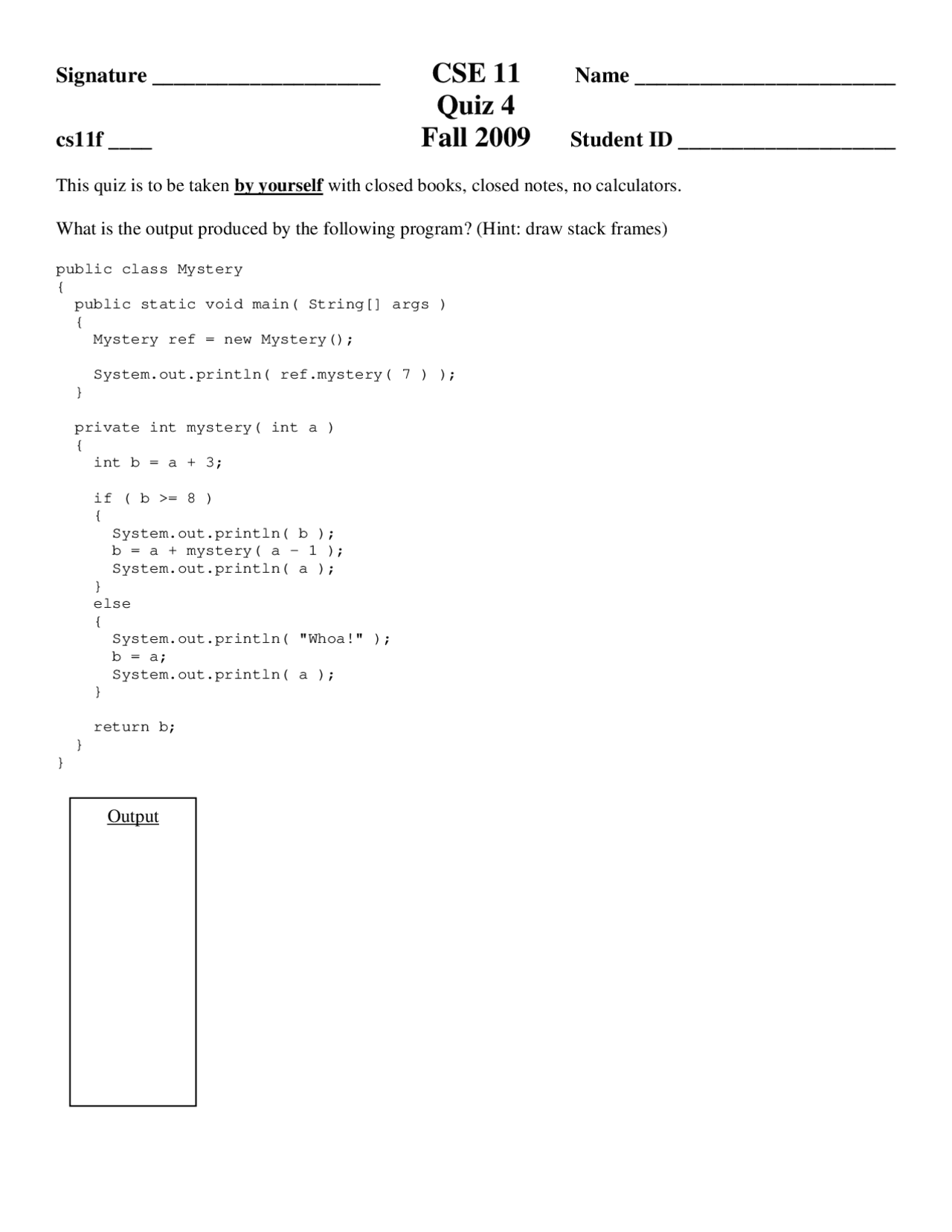 Indicate Whether Computer Science Quiz Docsity
