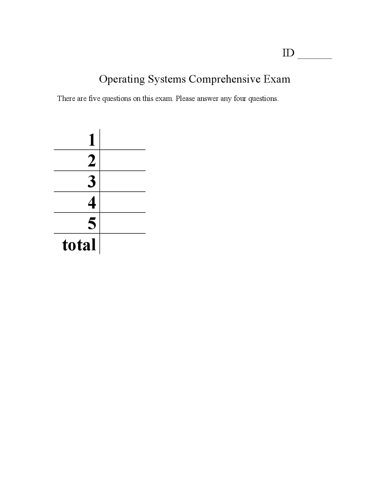 Questions Pertain Operating System Exam Docsity