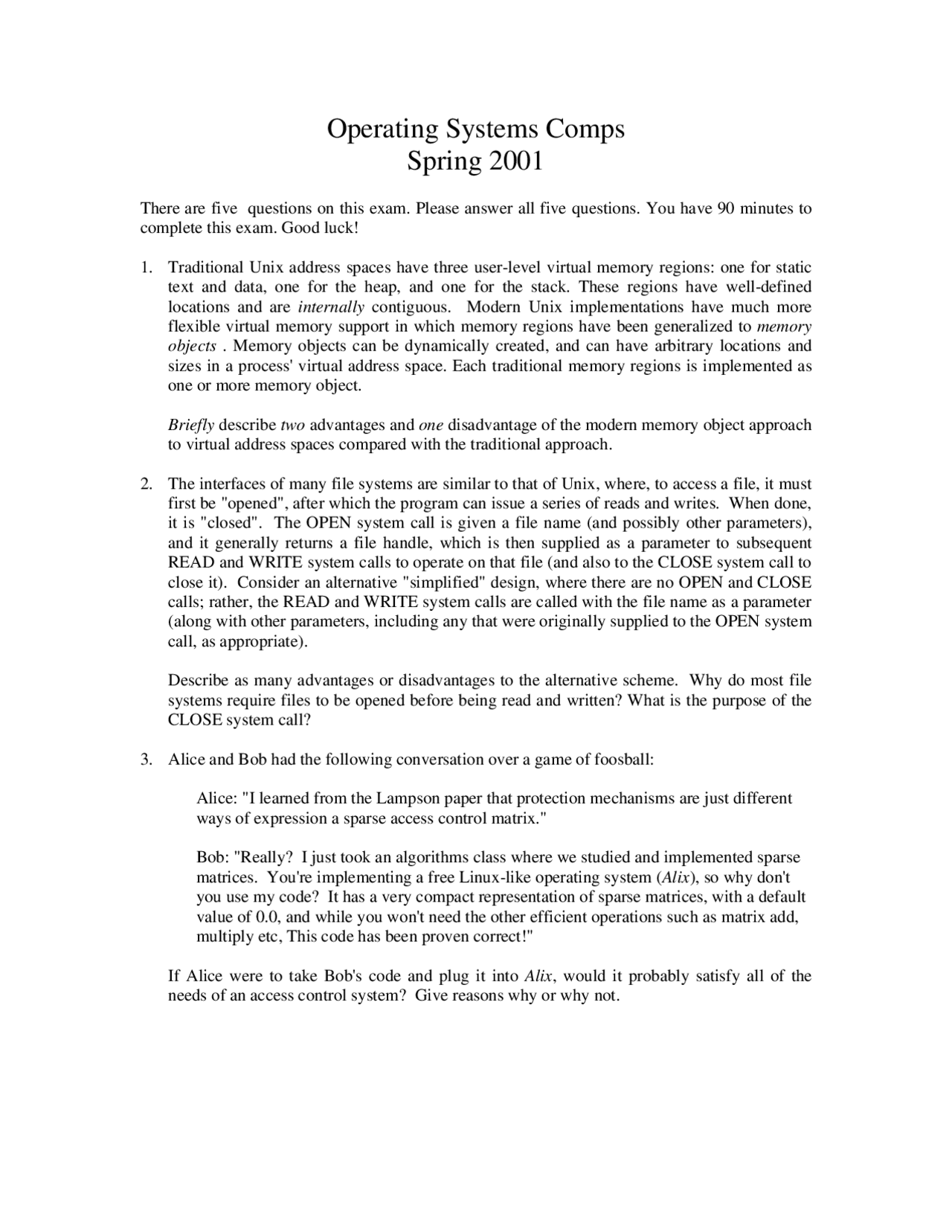 Machine Malfunctioning - Operating System - Exam - Docsity